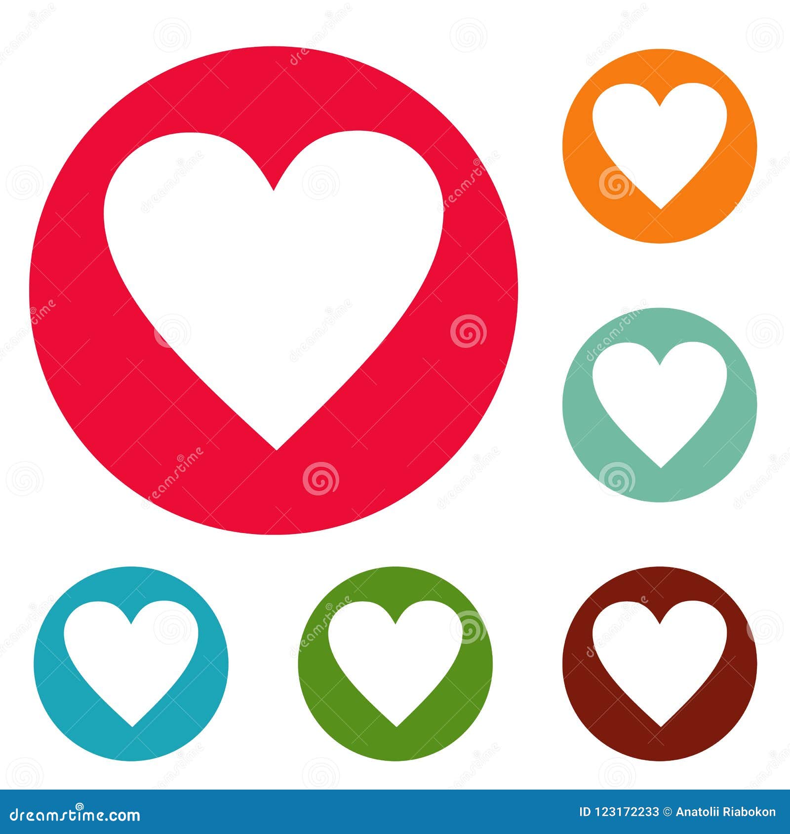 Red heart icons circle set stock illustration. Illustration of design ...
