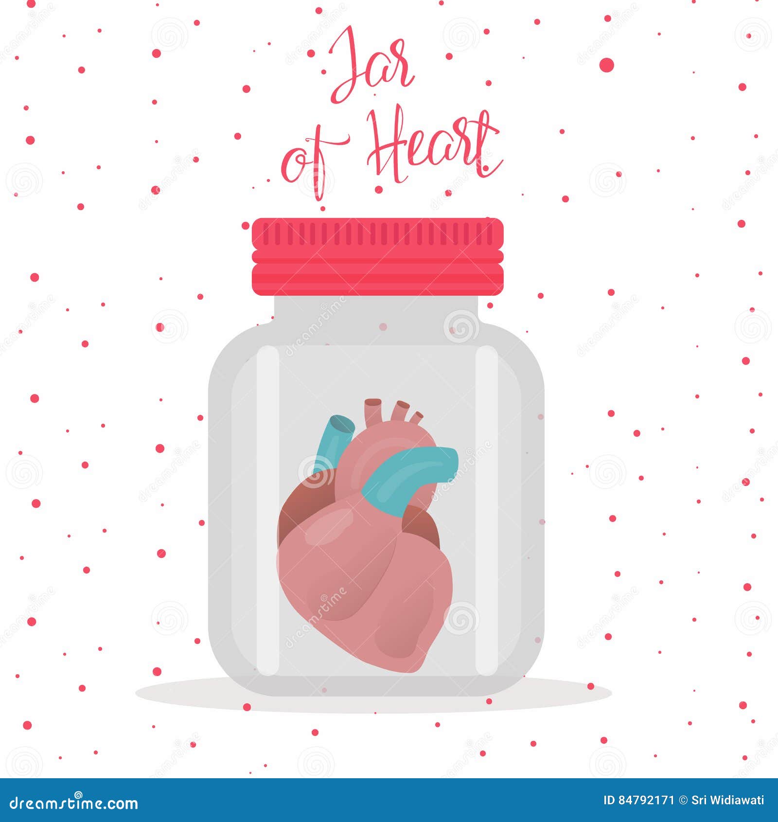 Red Heart Inside Glass Jar. Vector Illustration on White Background ...