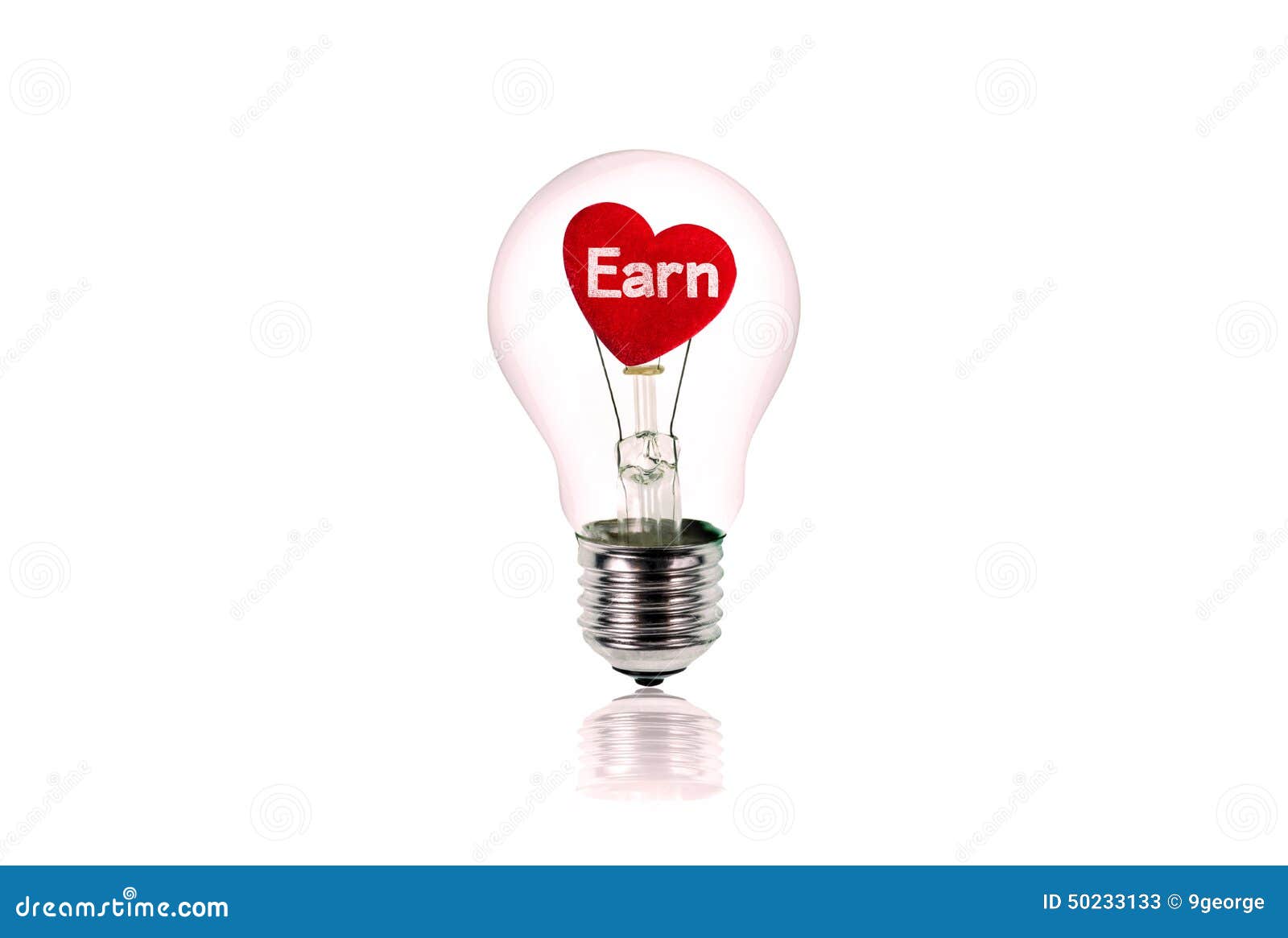 The Red Heart Inside of the Light Bulb Isolated on White. Stock Image ...