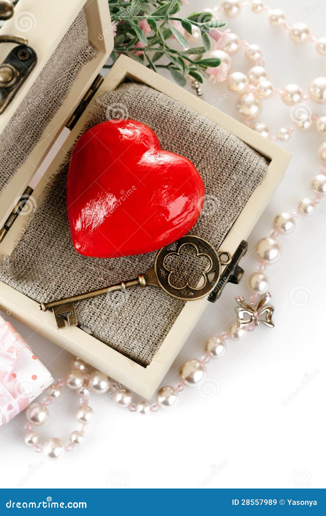 Red heart with key in box stock image. Image of beads - 28557989