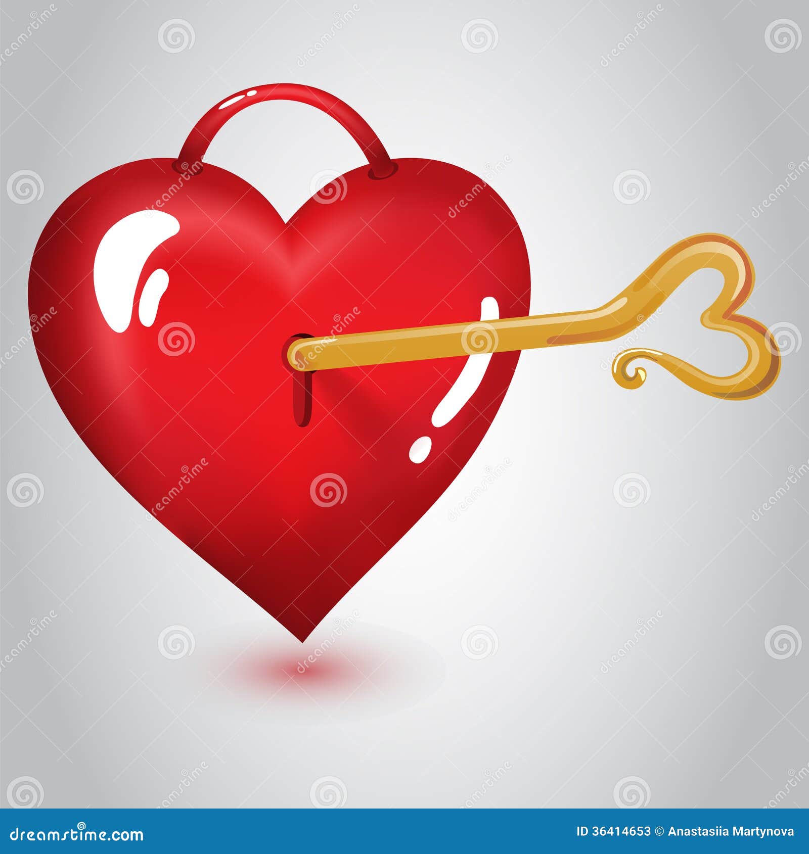 Red heart with key stock vector. Illustration of keyhole - 36414653