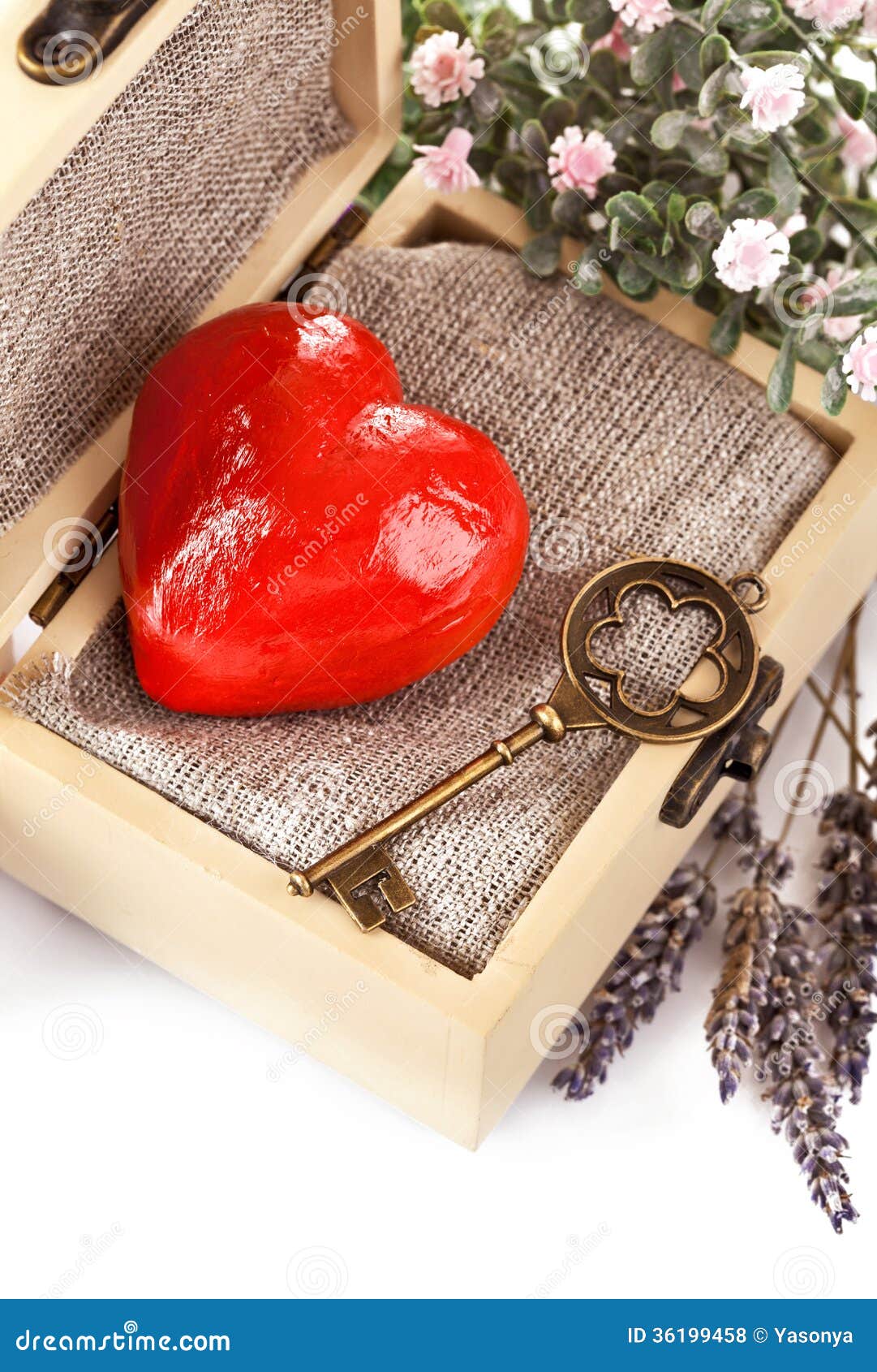 Red Heart with Key in Retro Box Stock Photo - Image of celebration ...