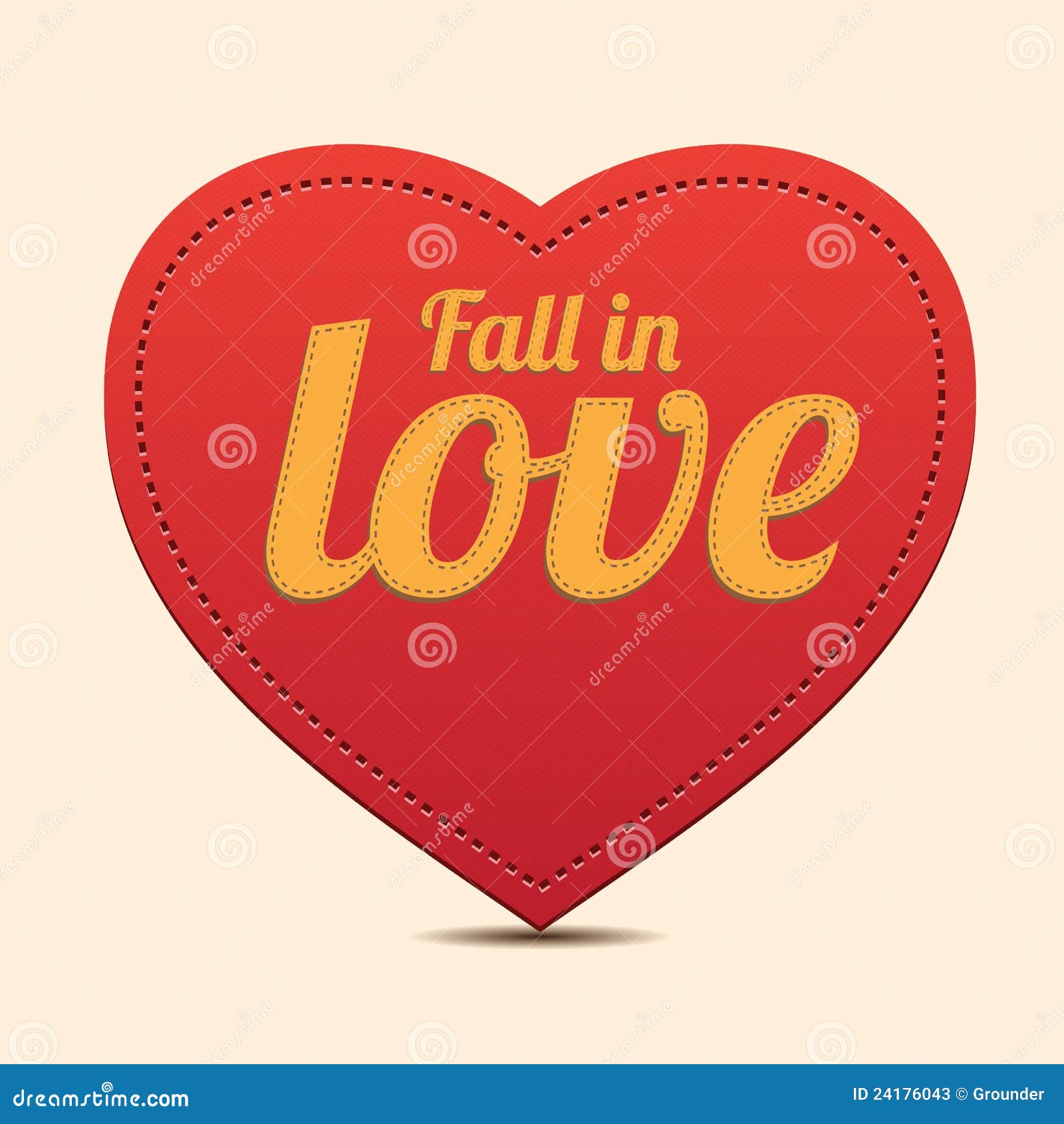 Red Heart Label - Fall in Love Vector Stock Vector - Illustration of ...