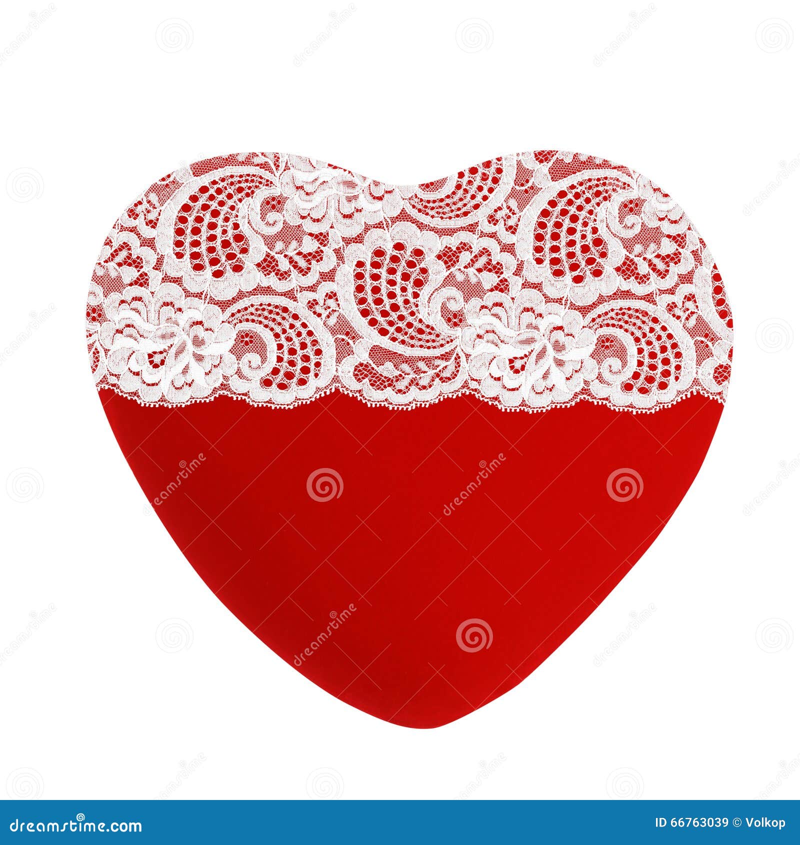 Red Heart with Lace Isolated on White Stock Image - Image of gift ...