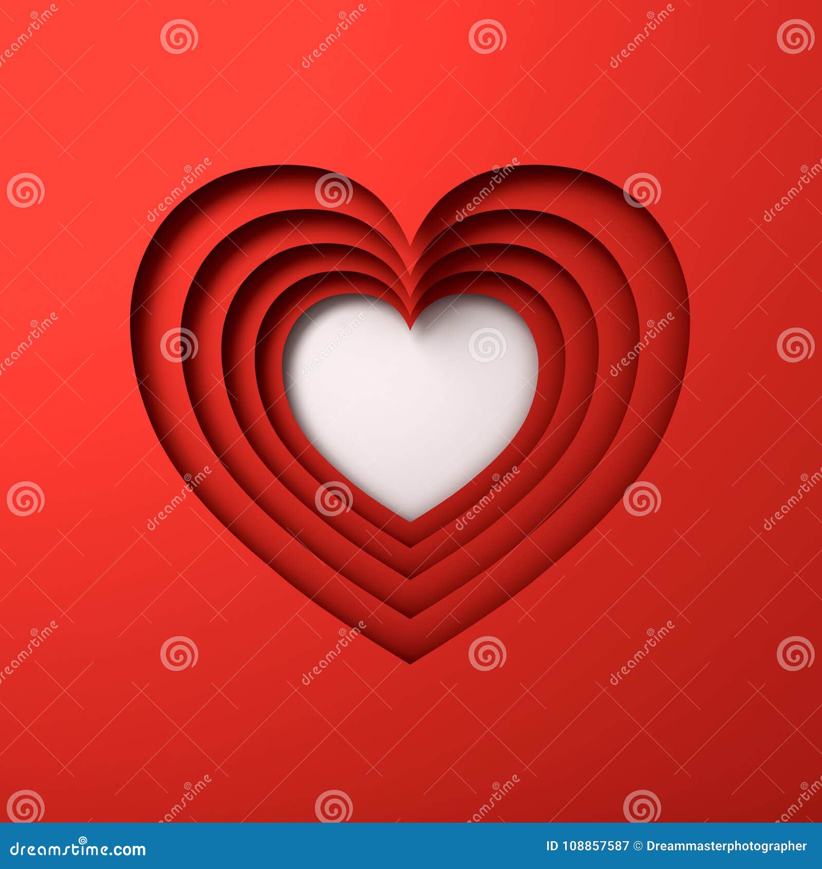 Red Heart Layers Paper Cut Style Background with Shadow Stock ...