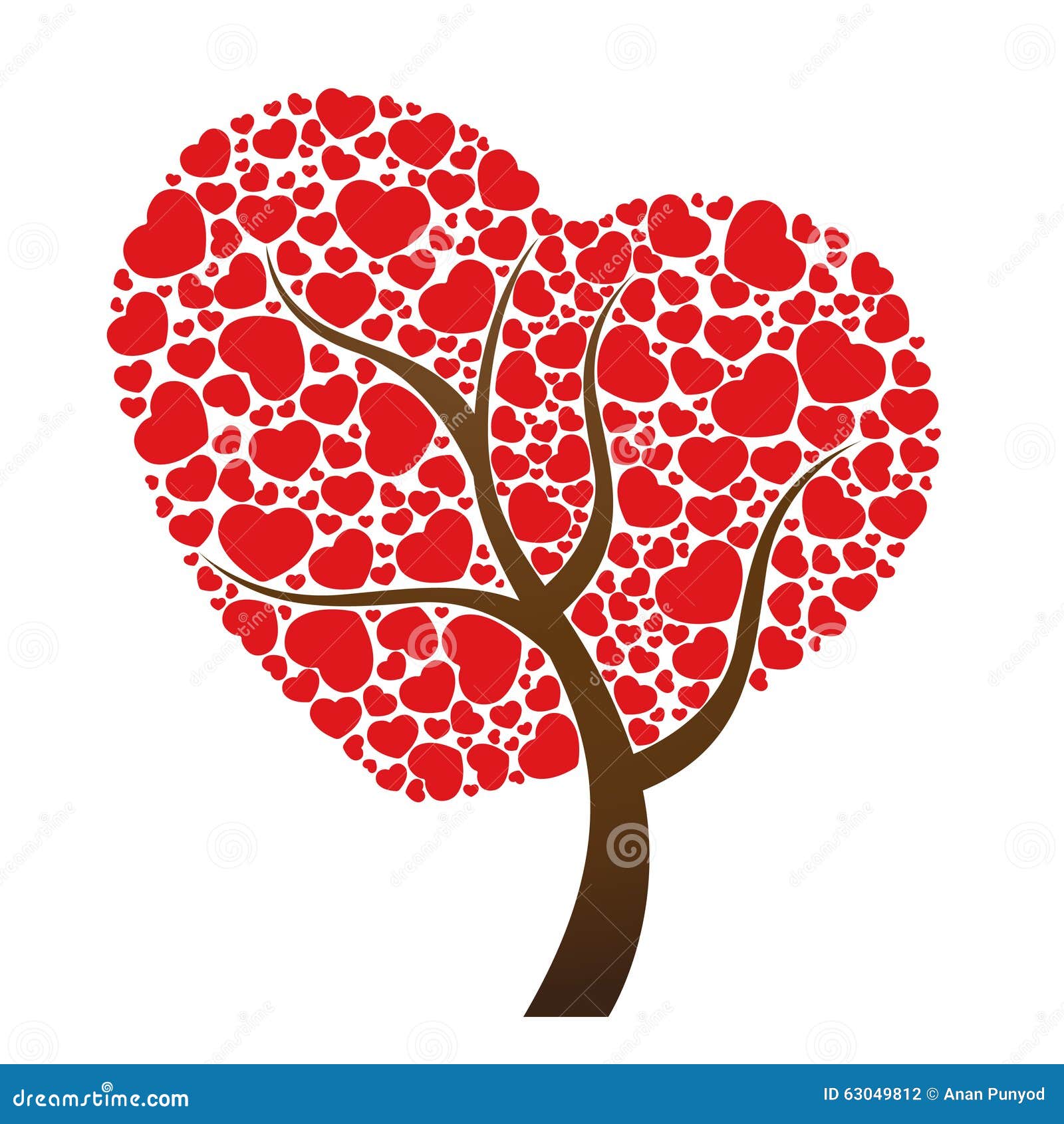 Red Heart Leaf and Tree Vector Design Stock Vector - Illustration of ...