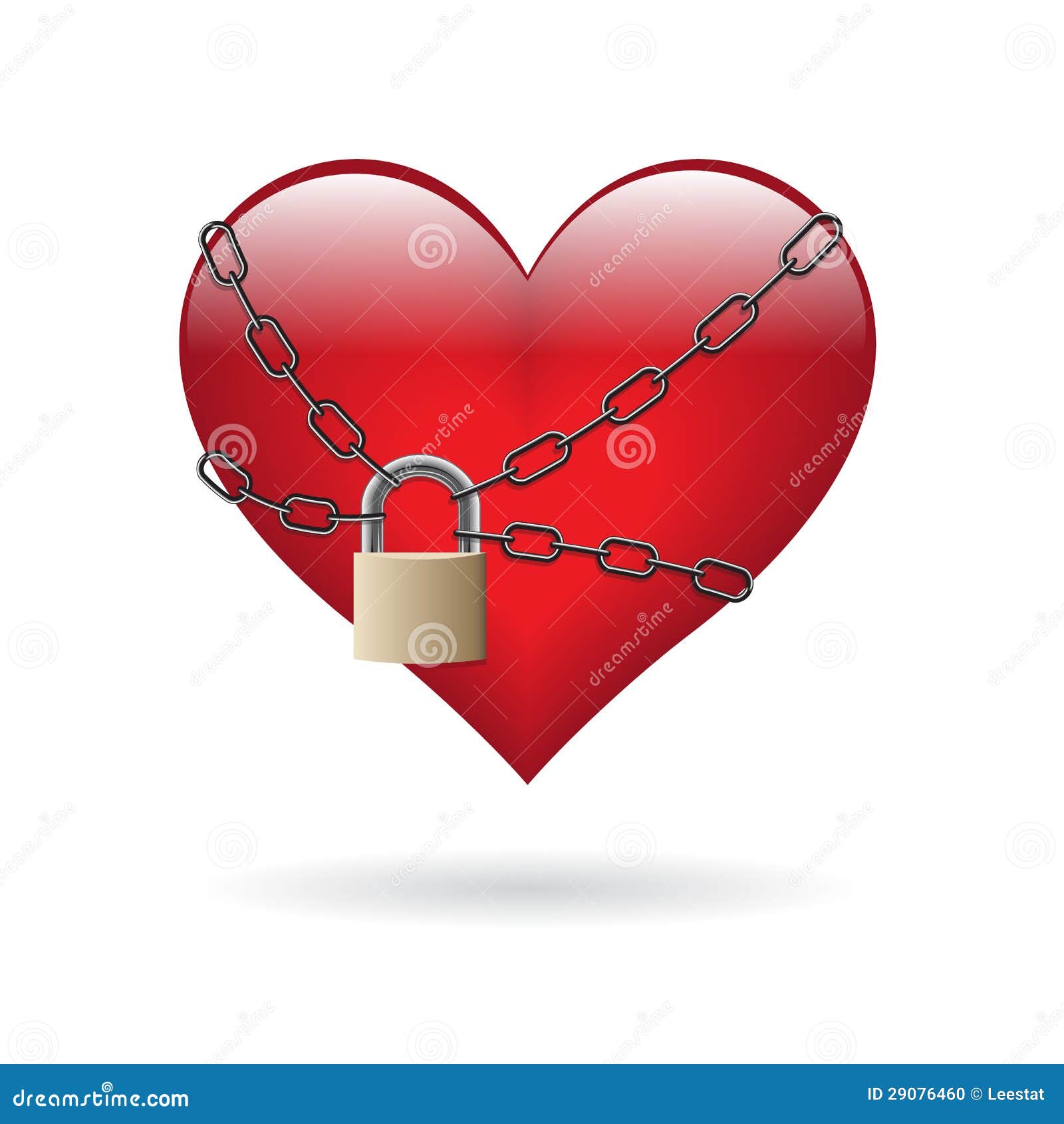 Red Heart Locked with Chain Stock Vector - Illustration of heat, flames ...