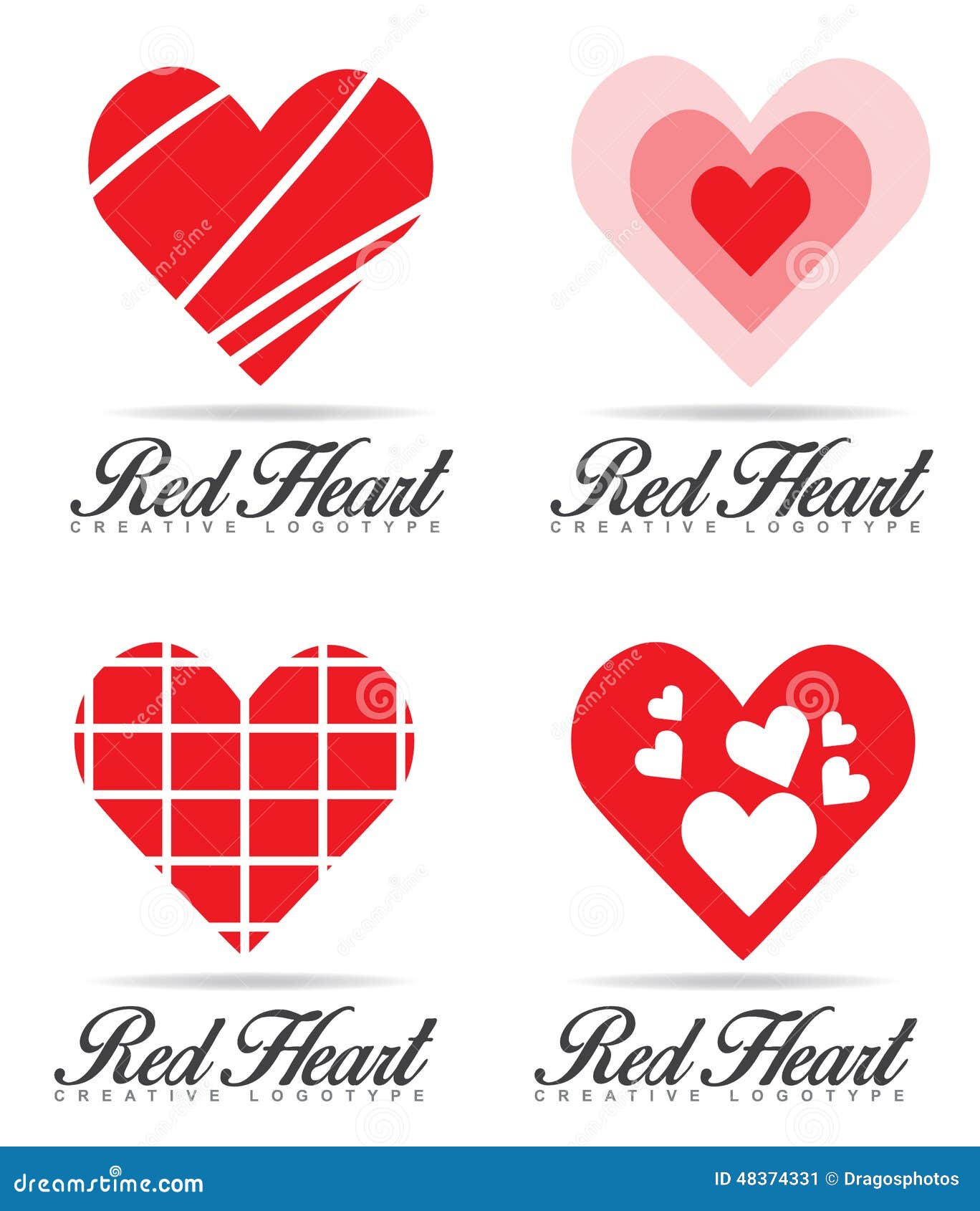 Red heart logo set stock illustration. Illustration of design - 48374331