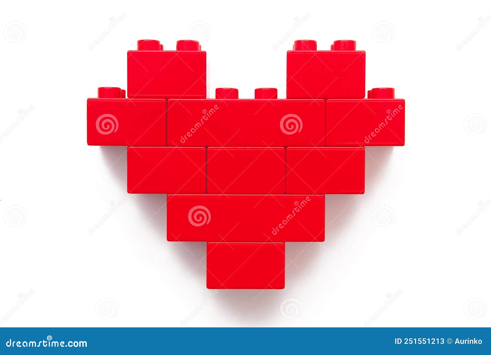 Red Heart Made of Blocks Isolated on White Stock Image - Image of ...