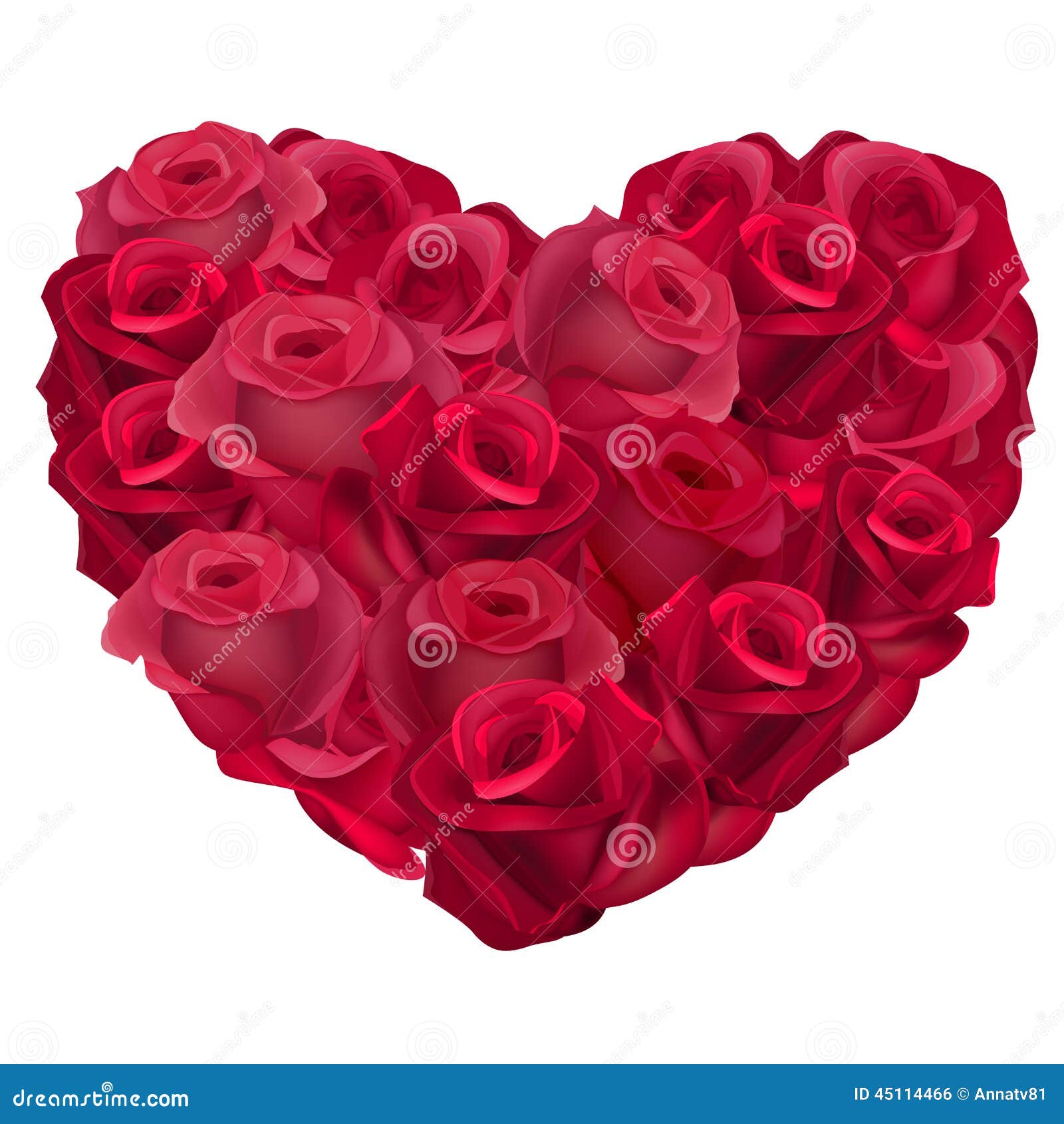 Red Heart Made of Realistic Roses. Stock Vector - Illustration of ...