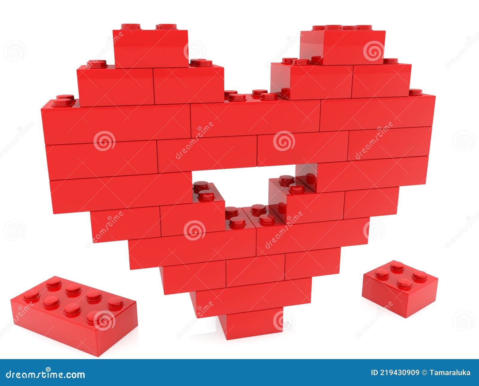 Red Heart Made of Toy Bricks with an Empty Middle Stock Illustration ...