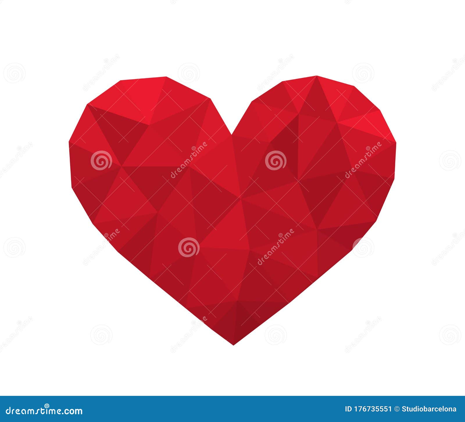 Red Heart Made of Triangles Shape Stock Vector - Illustration of ...