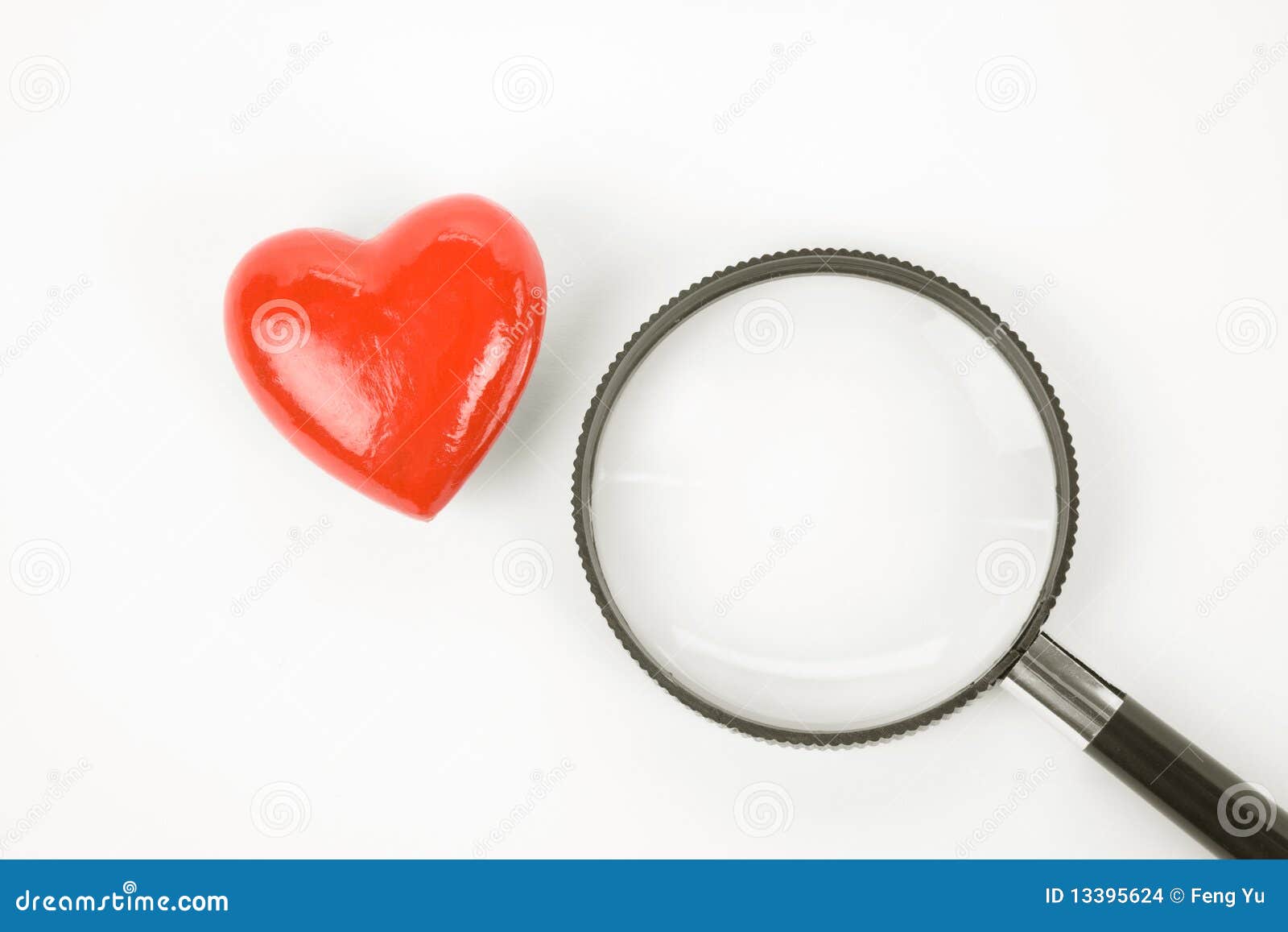 Red Heart and magnifier stock photo. Image of looking - 13395624