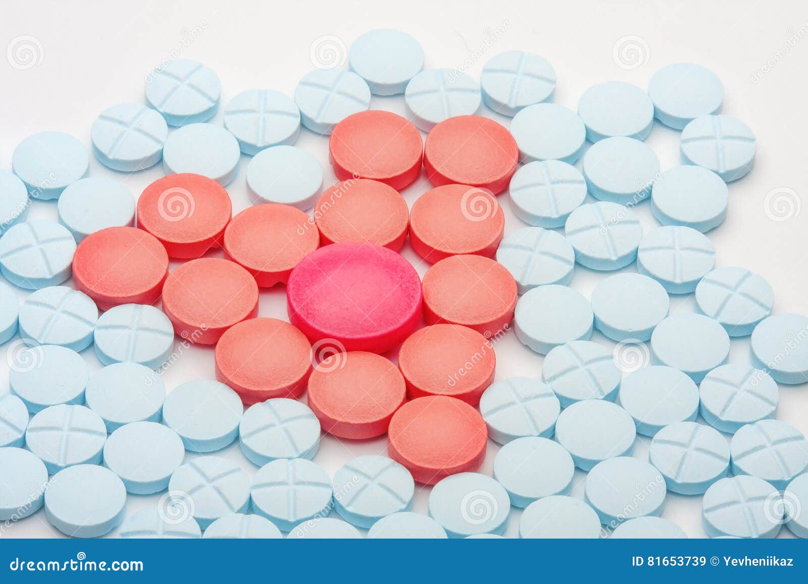 Red Heart of Medical Tablets among Blue Pills Stock Image - Image of ...