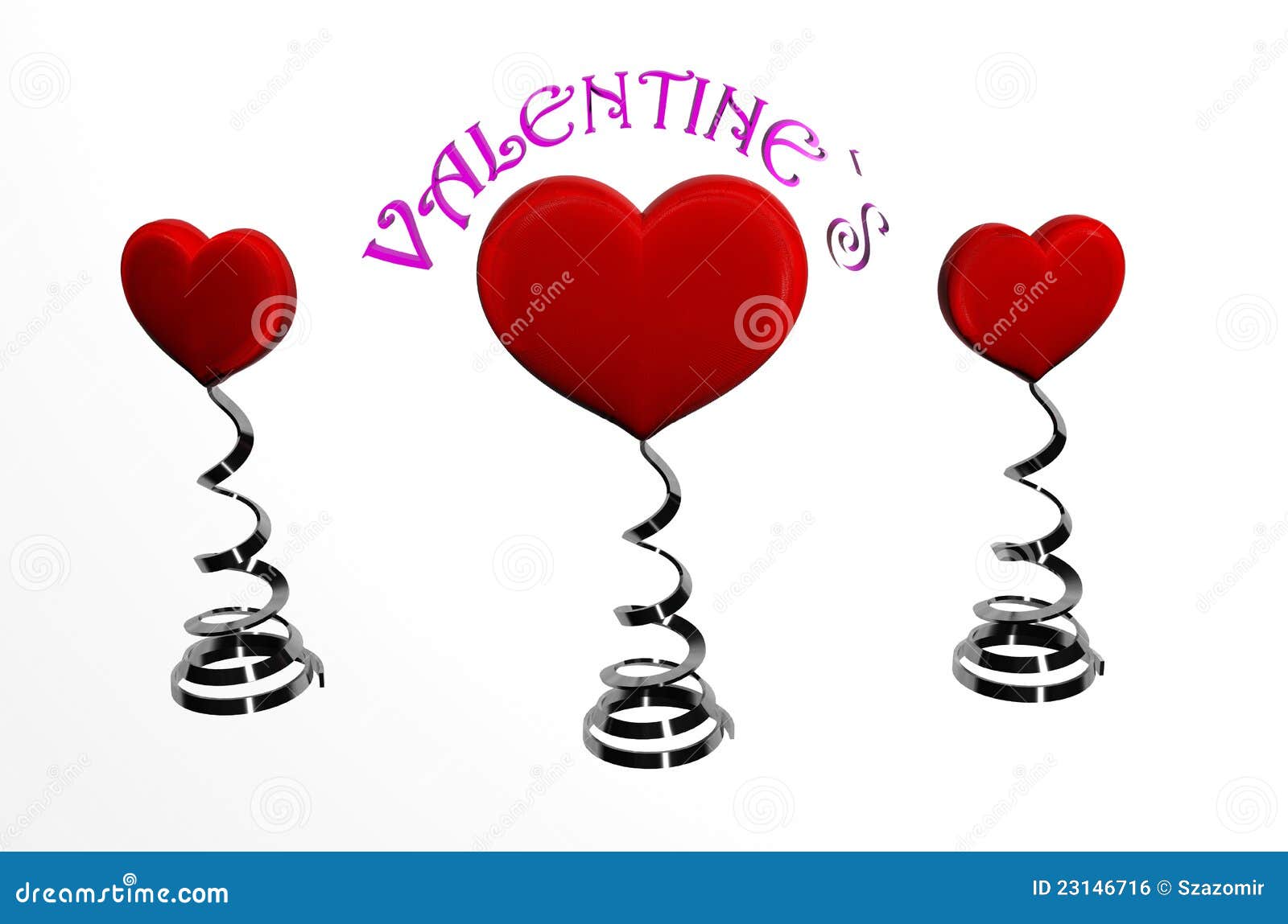 Red heart on metal spring stock illustration. Illustration of love ...