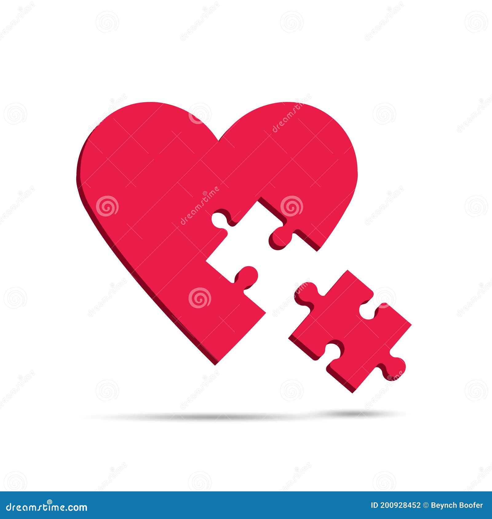 Red Heart and Missing Piece. Vector Illustration for Valentine`s Day ...