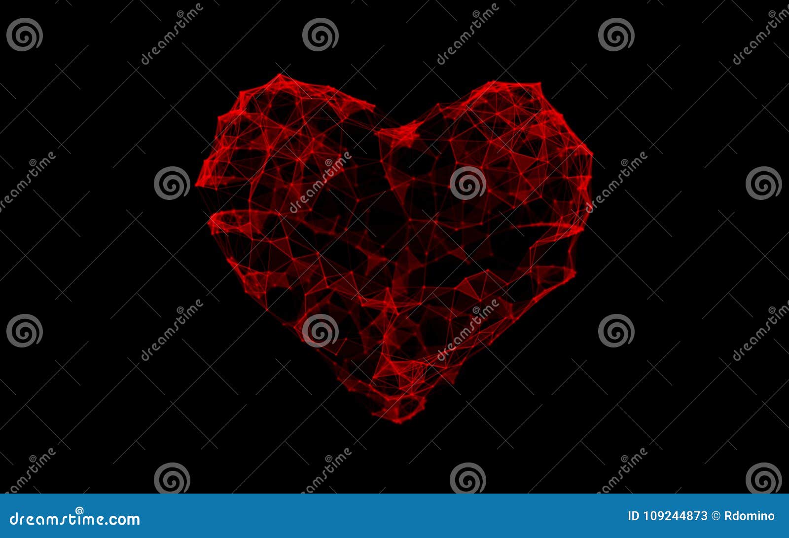 Red Heart Molecules Atom Composition with Particles Triangles 3d ...
