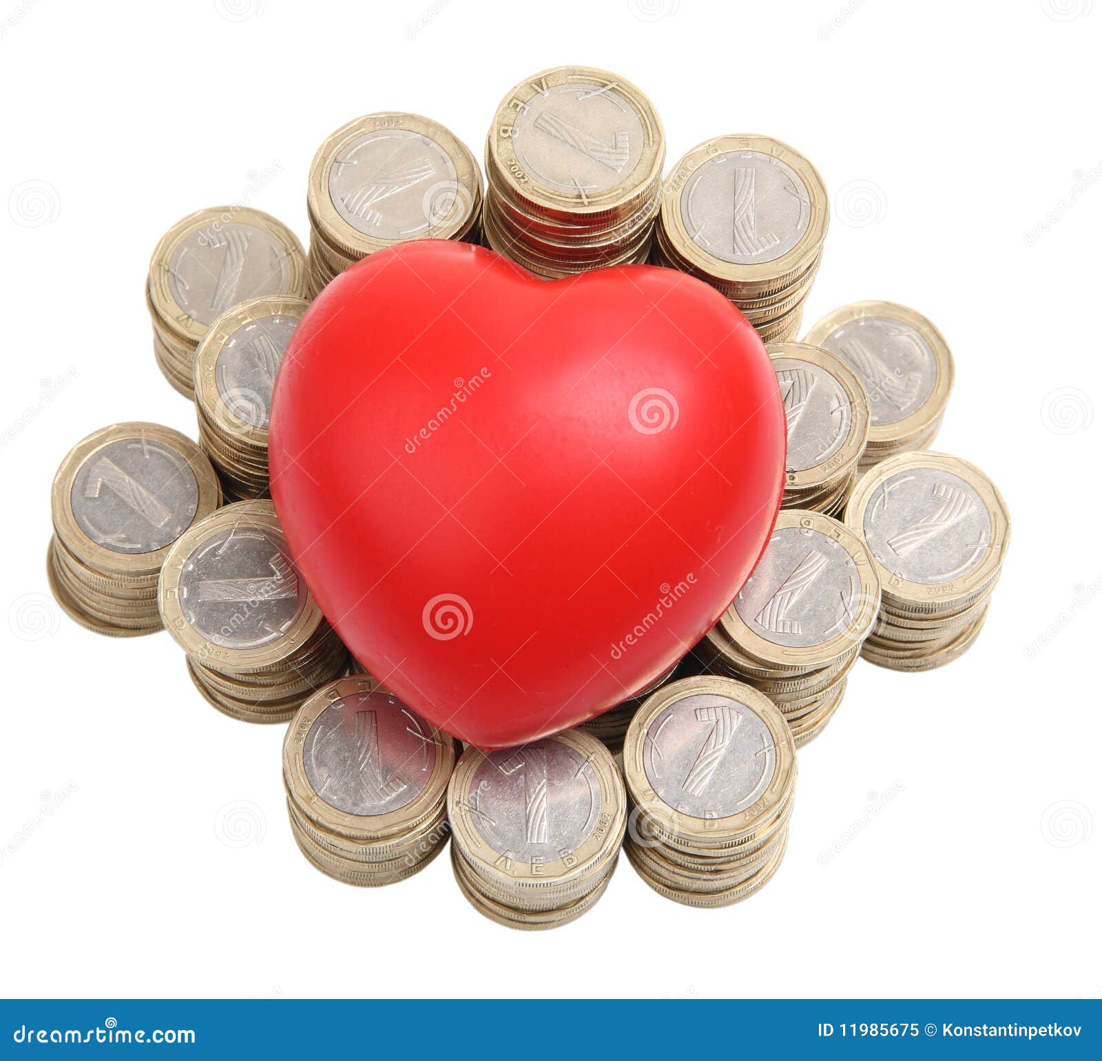 Red heart on money stock image. Image of valentine, finance - 11985675
