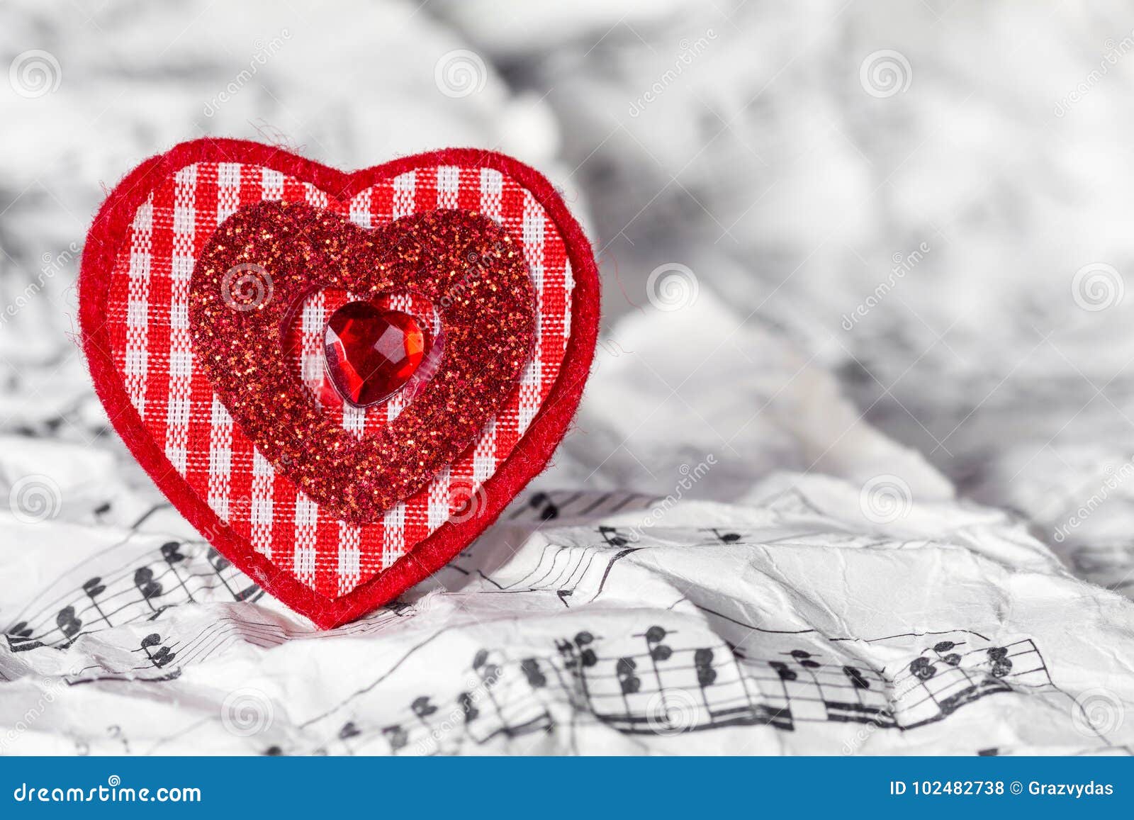 Red heart with music notes stock photo. Image of passion - 102482738