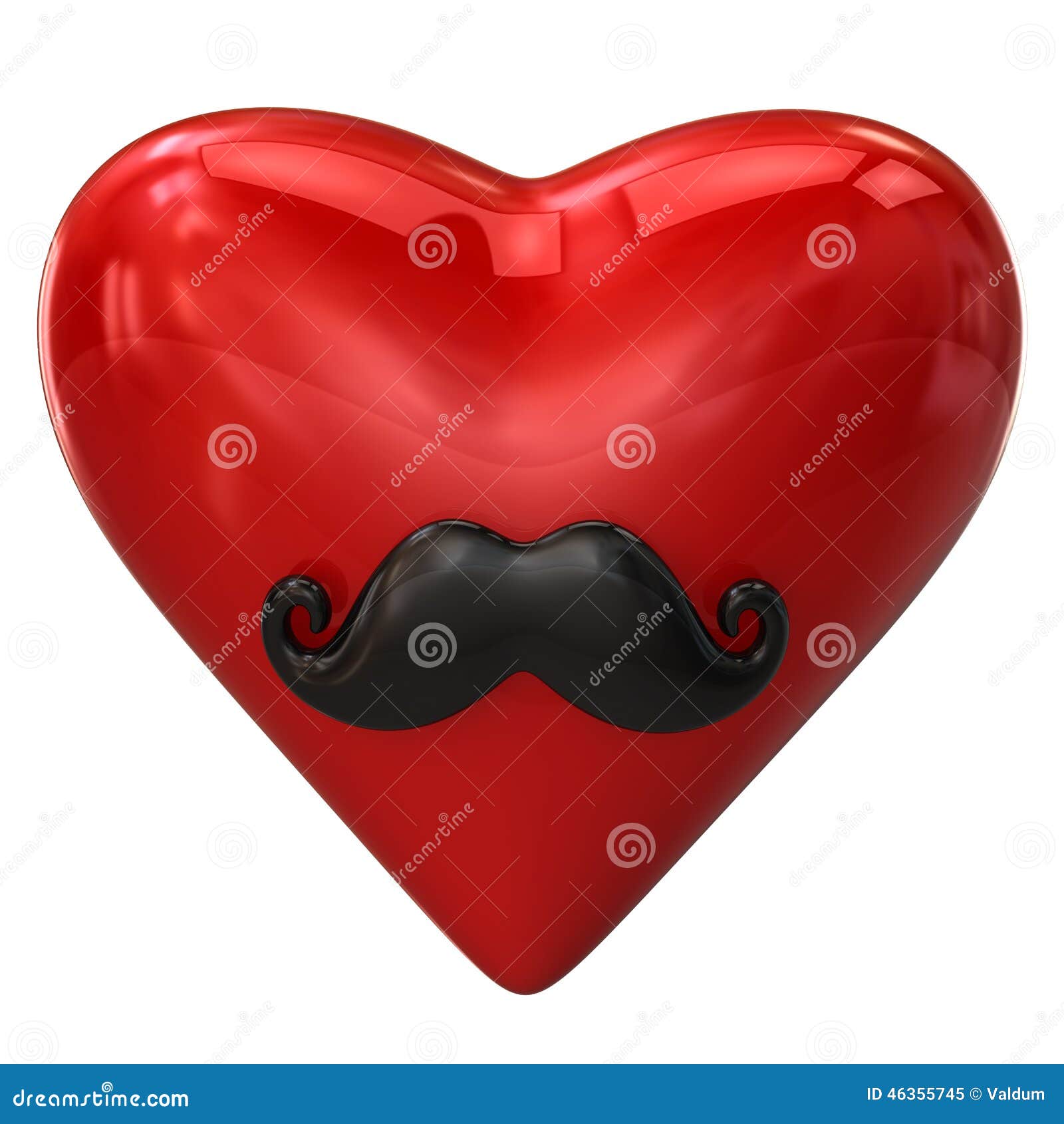 Red heart with mustaches stock illustration. Illustration of growth ...