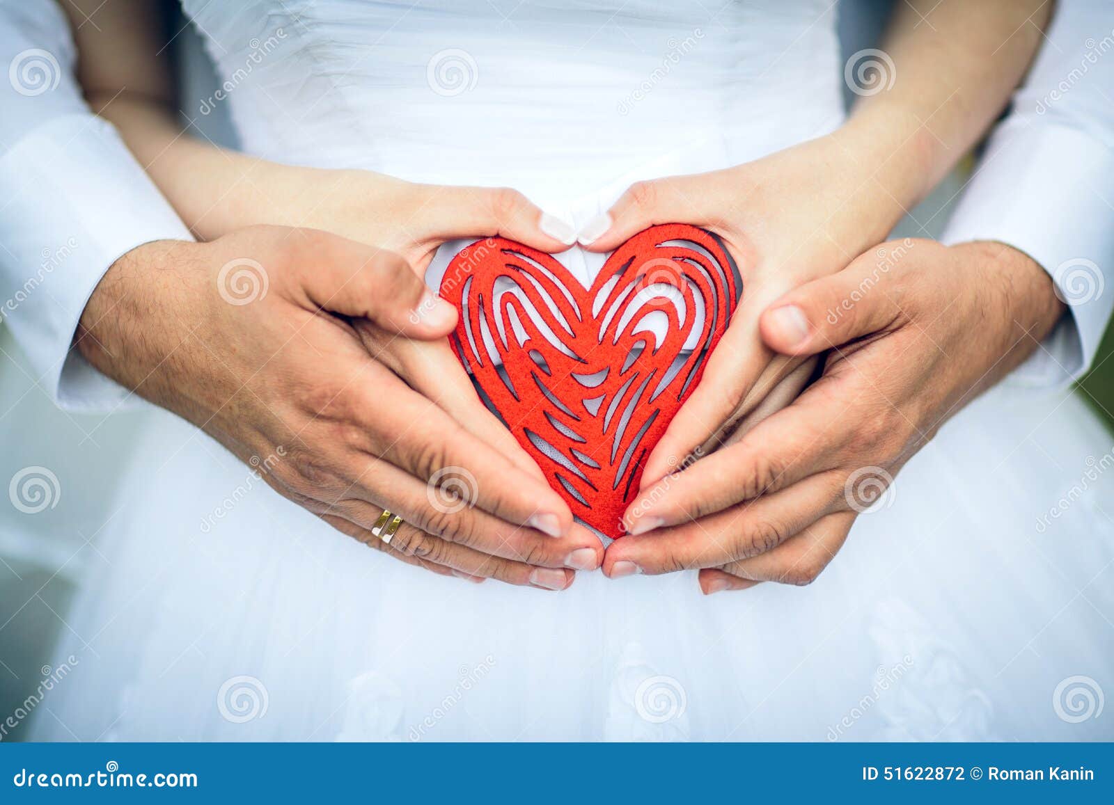 Red Heart of the Newly Married Couple Stock Photo - Image of adult ...