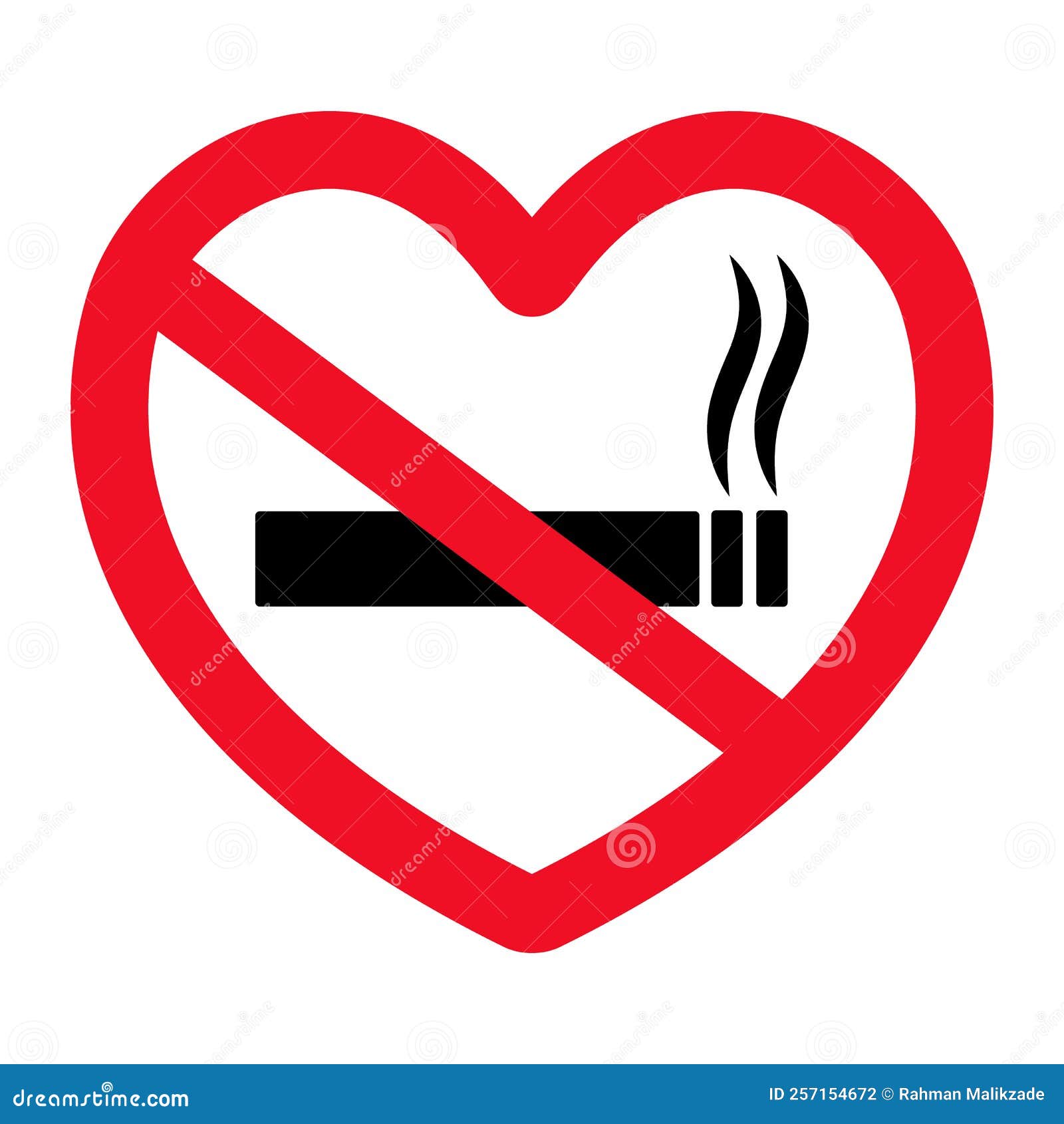 Red Heart with a No Smoking. Stop Smoking Vector Illustration Stock ...