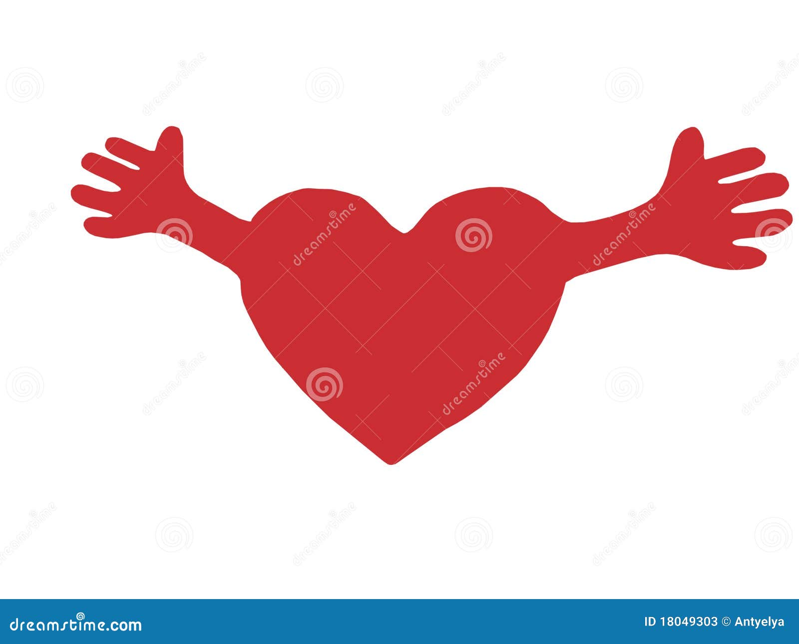 Red heart with open arms stock image. Image of affability - 18049303