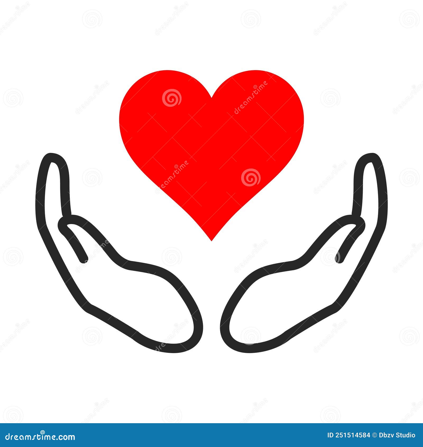 Red Heart with Open Hands on the White Background. Isolated ...