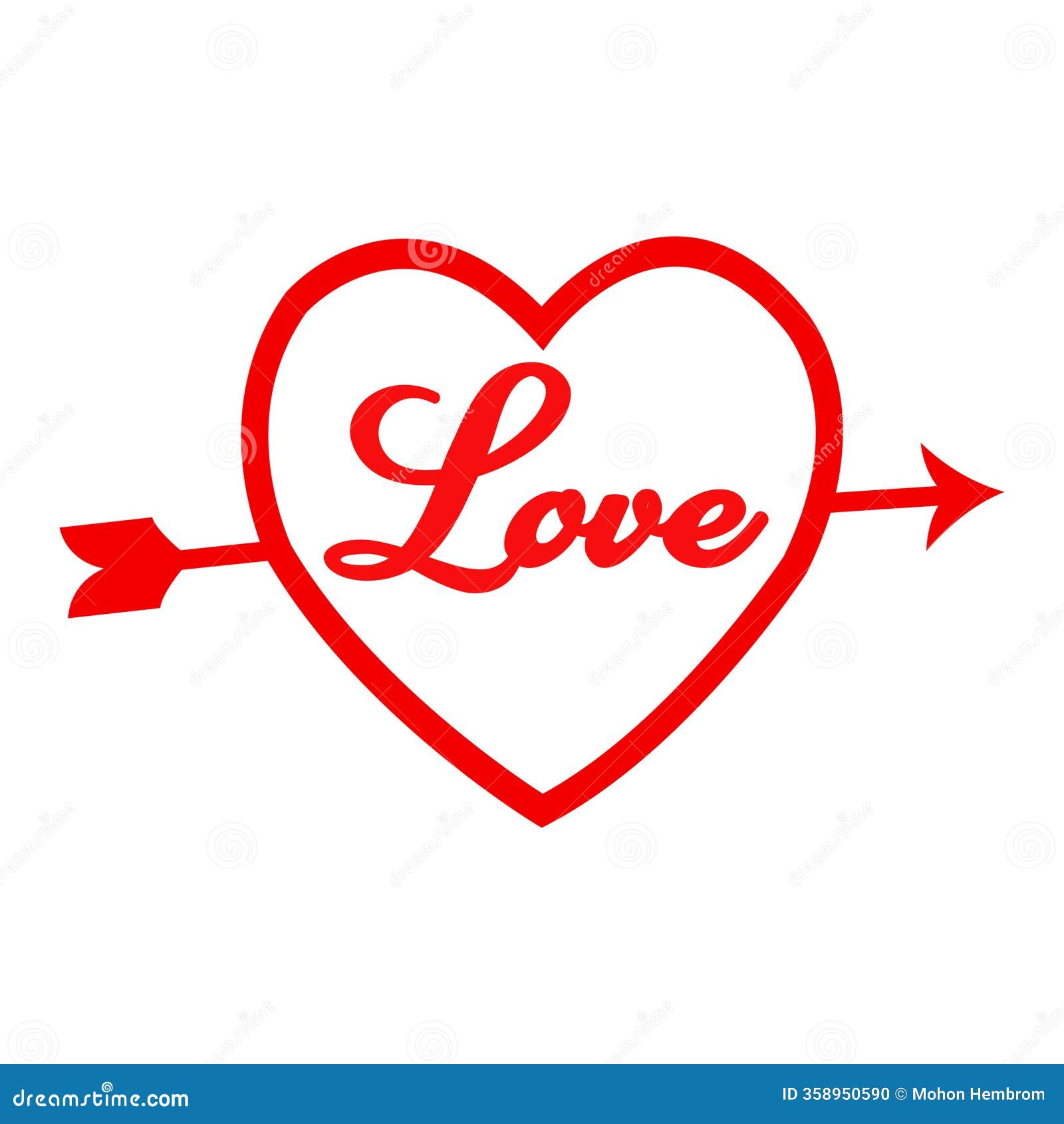 A Red Heart Outline with the Word "Love" in Cursive Script Inside it ...