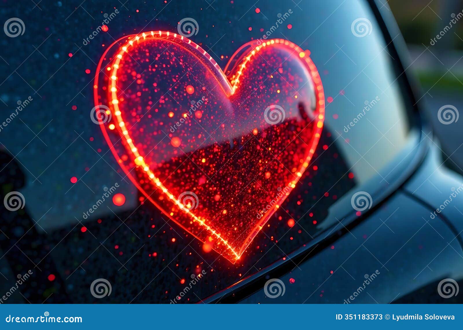 Red Heart Painted on Car Windshield Symbolizes Love and Romance Stock ...