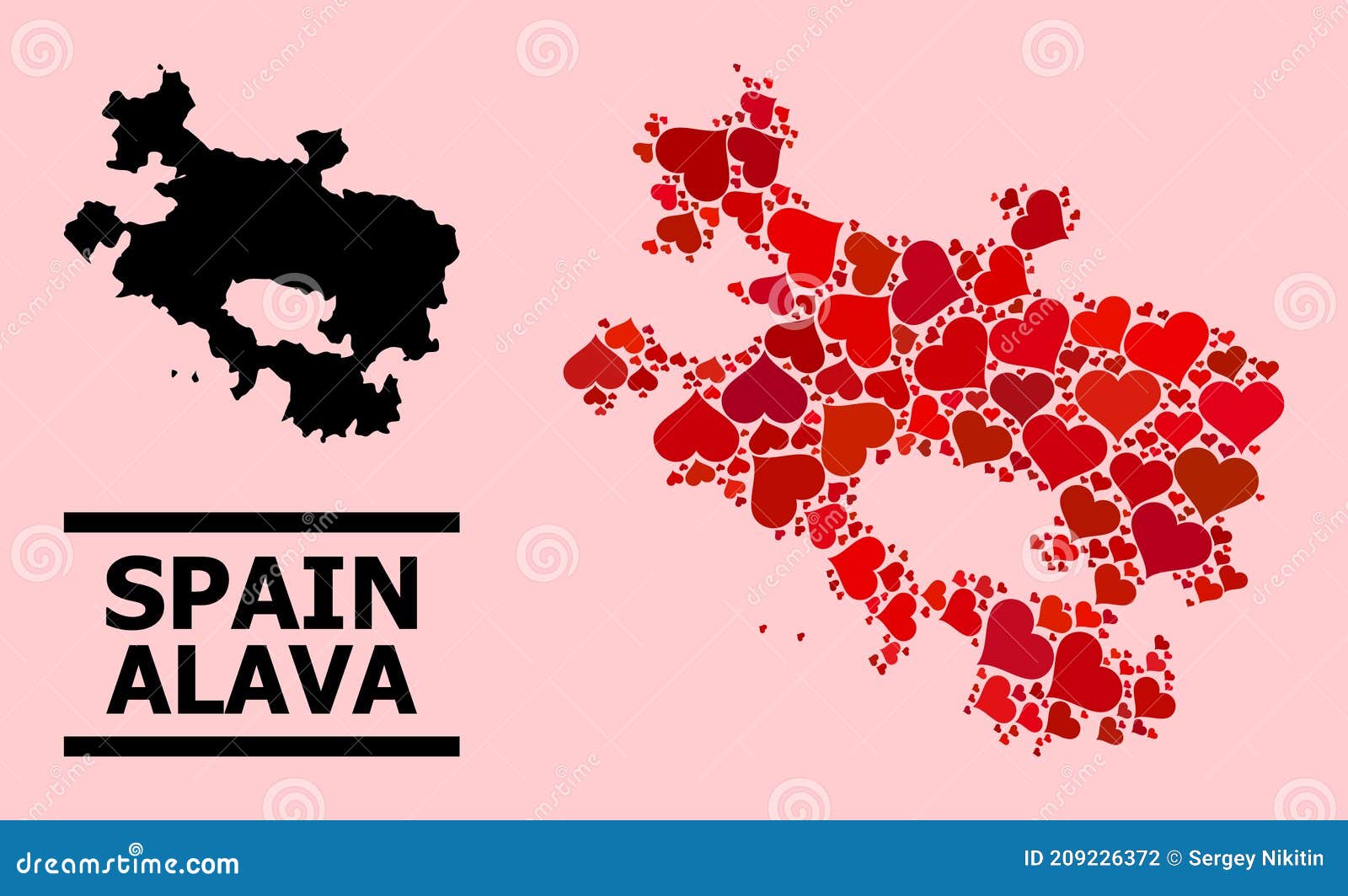 Red Heart Pattern Map of Alava Province Stock Vector - Illustration of ...