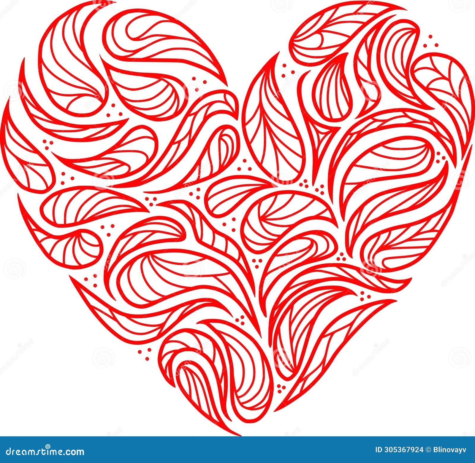 Red Heart with a Pattern of Teardrop-shaped Elements Stock Illustration ...