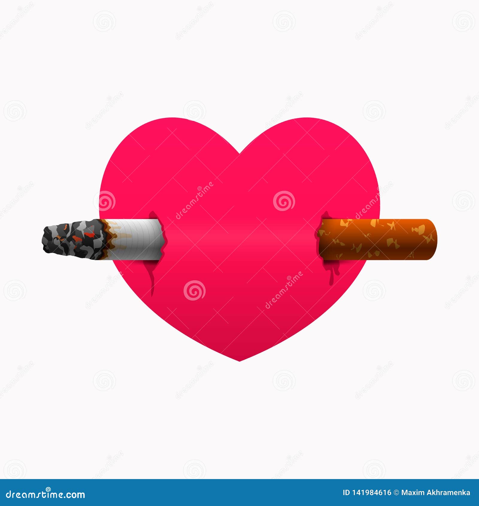 Red Heart Pierced by a Cigarette. Stop Smoking Stock Illustration ...