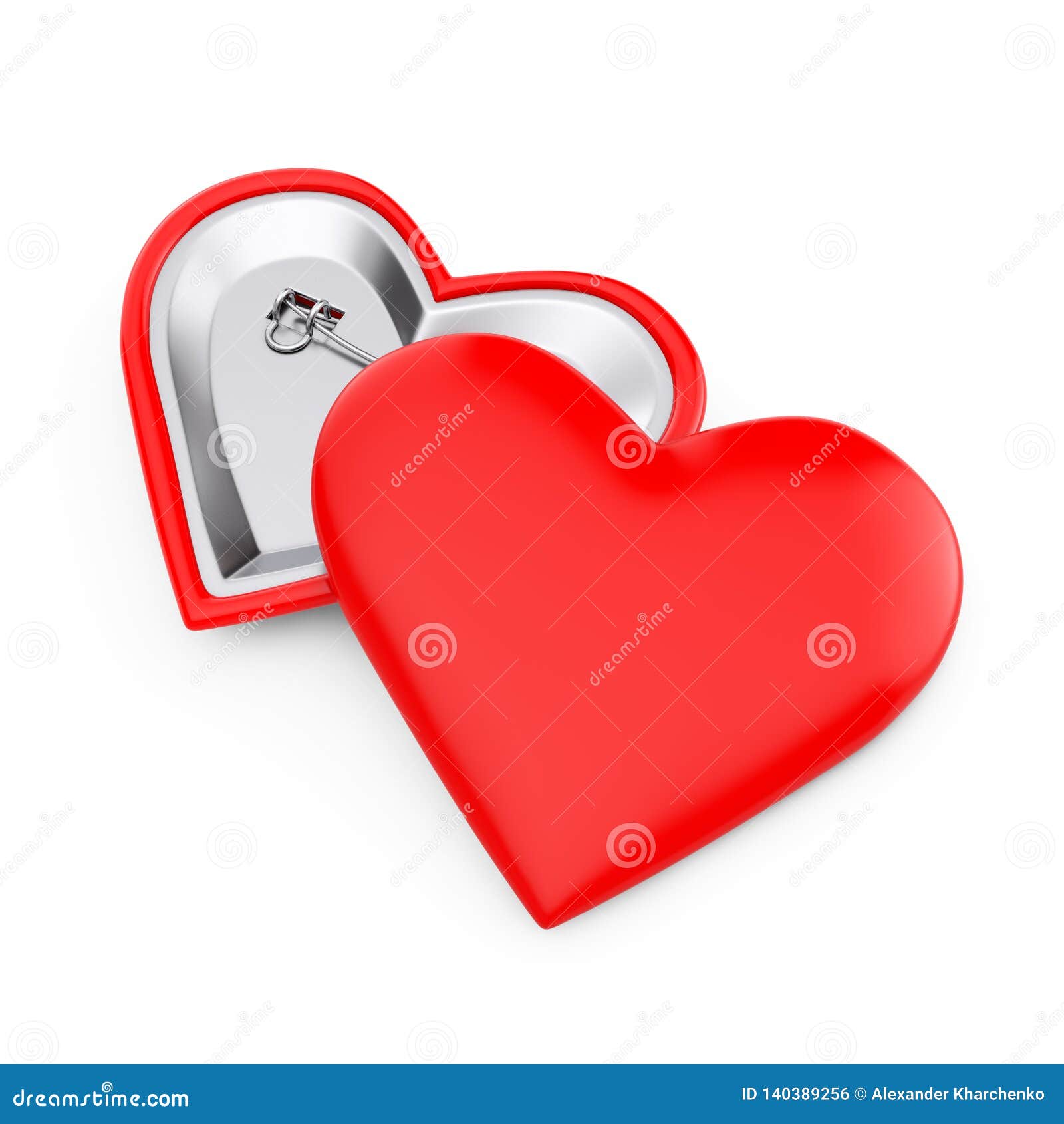 Red Heart Pin Badges. 3d Rendering Stock Photo - Image of white, symbol ...