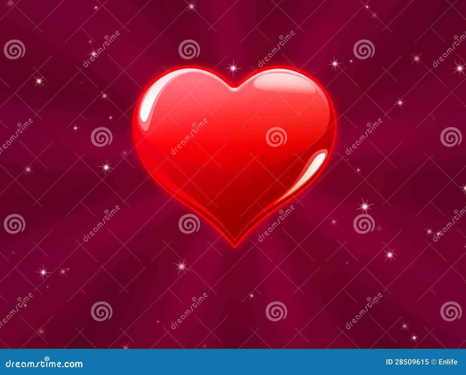 Red heart with pink rays stock illustration. Illustration of beauty ...