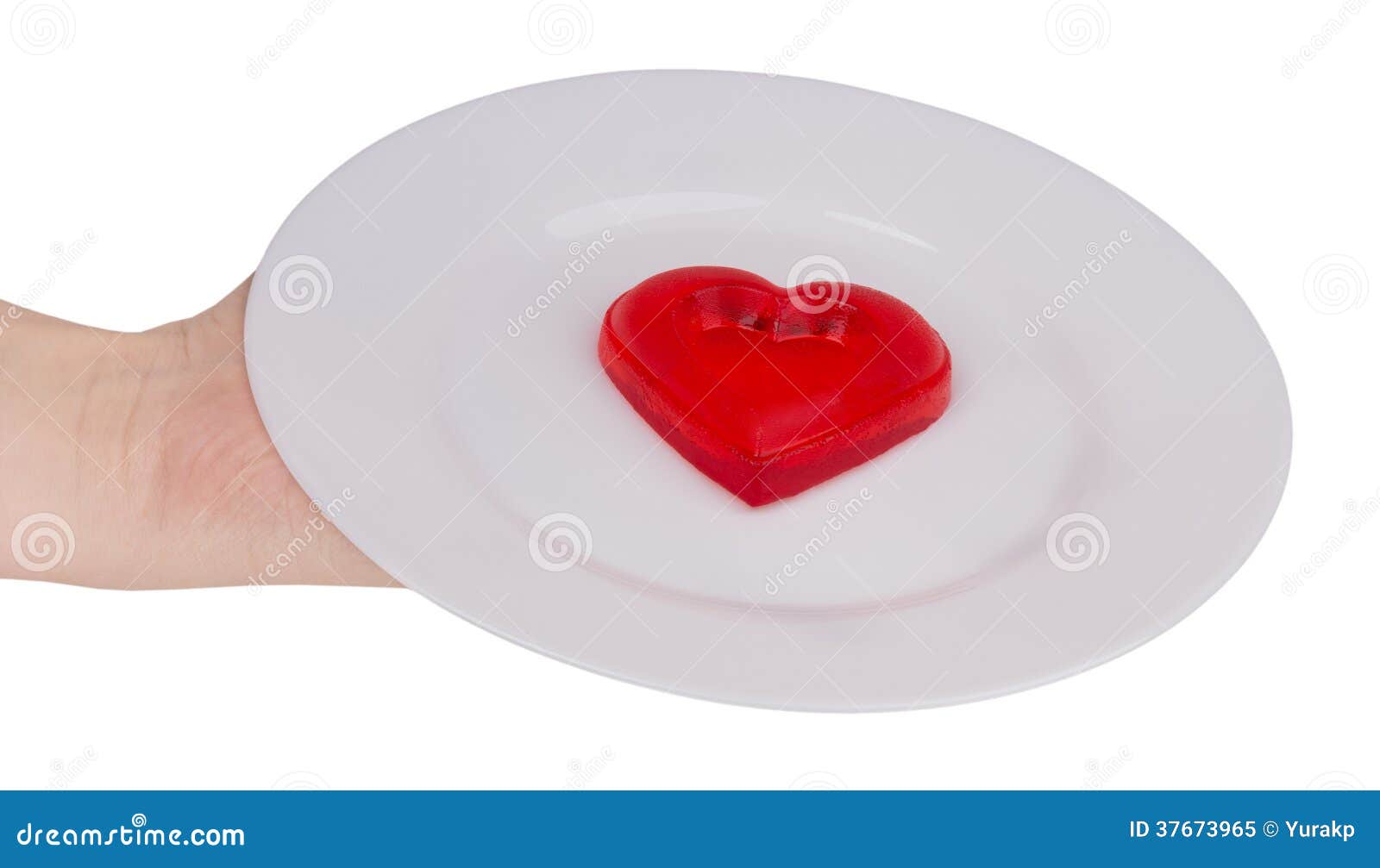Red Heart on the Plate and in Hand Stock Image - Image of birthday ...