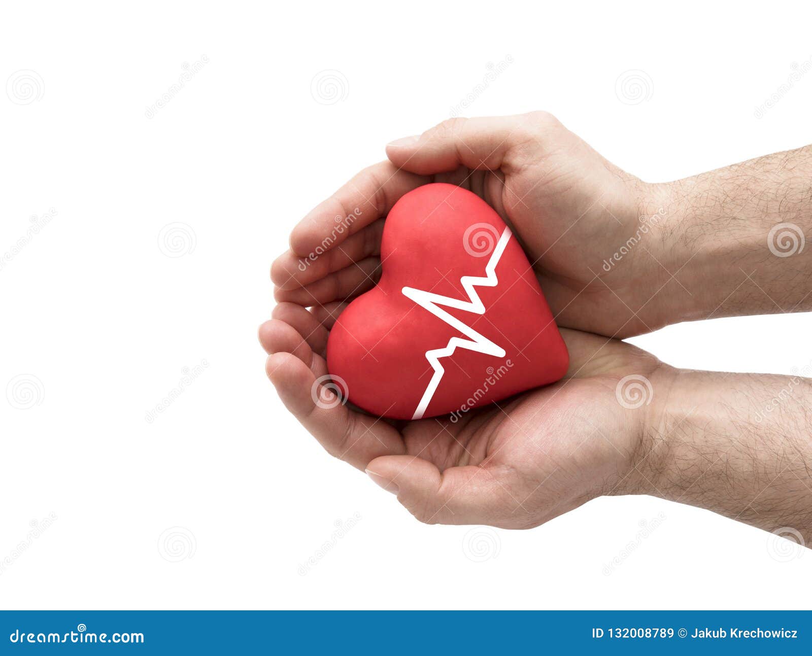 Red Heart with Pulse in Man`s Hands. Stock Image - Image of health ...