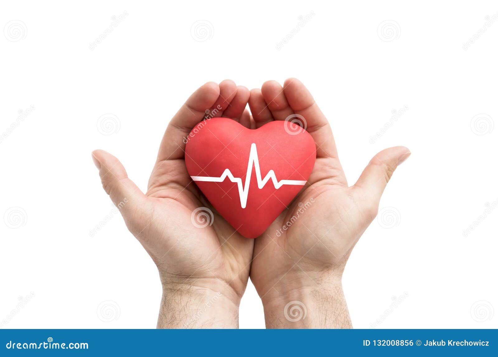 Red Heart with Pulse in Man`s Hands. Stock Photo - Image of monitor ...