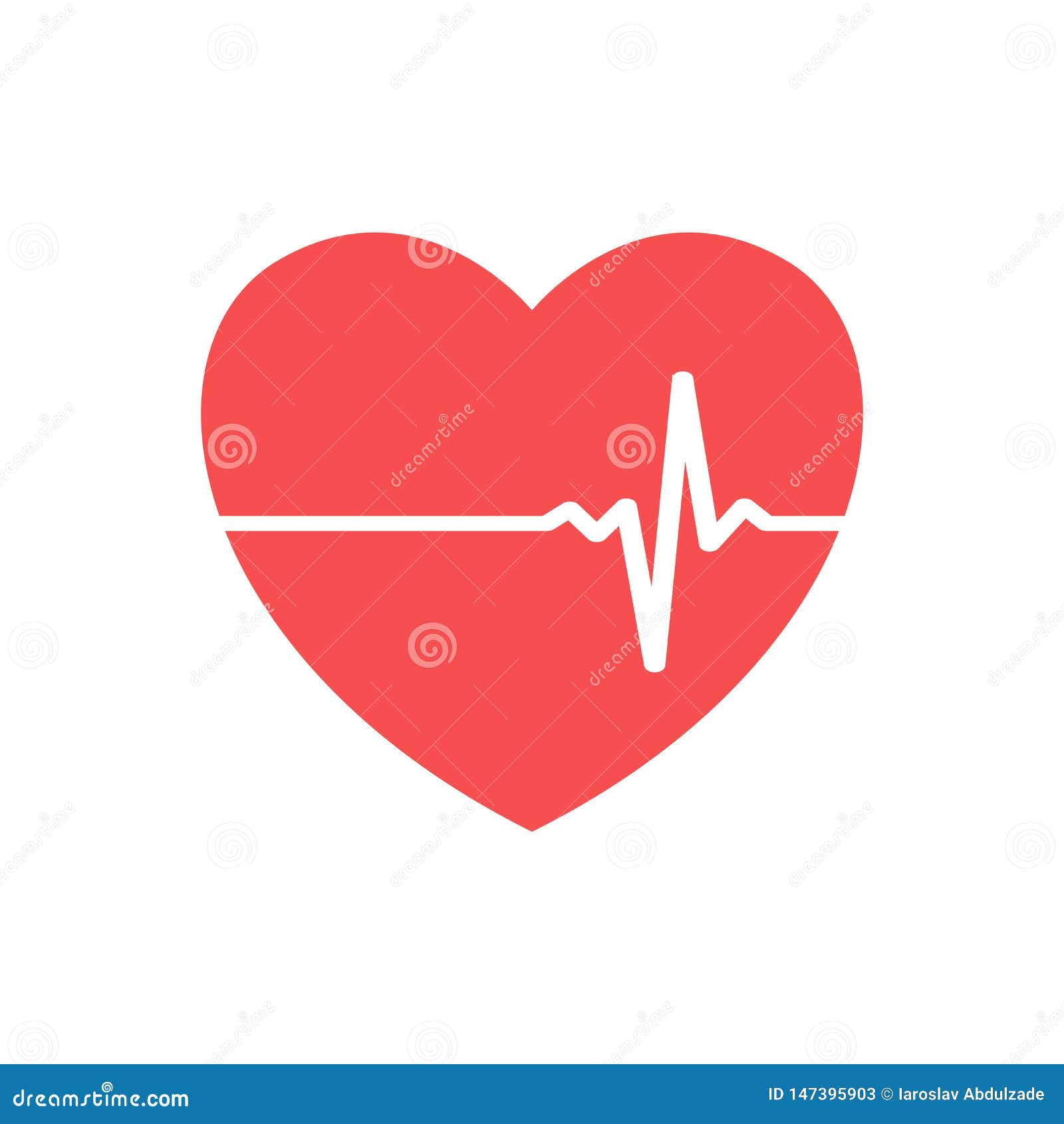 Red Heart Pulse. Vector Icon Of Heart. Vector Illustration On White ...