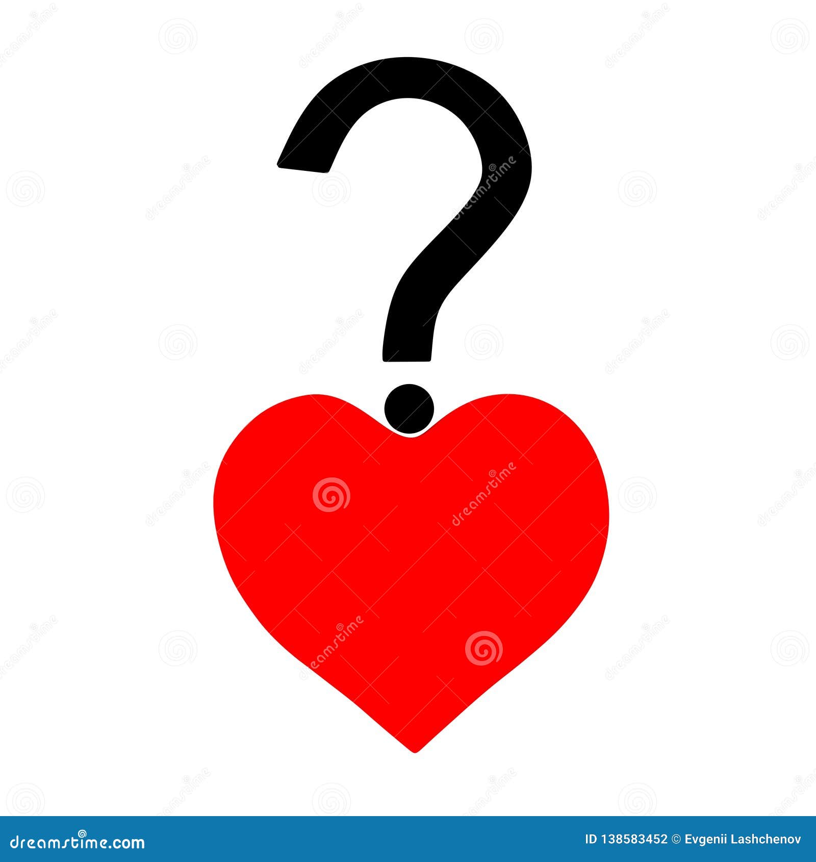 Red Heart with Question Mark Black Stock Illustration - Illustration of ...