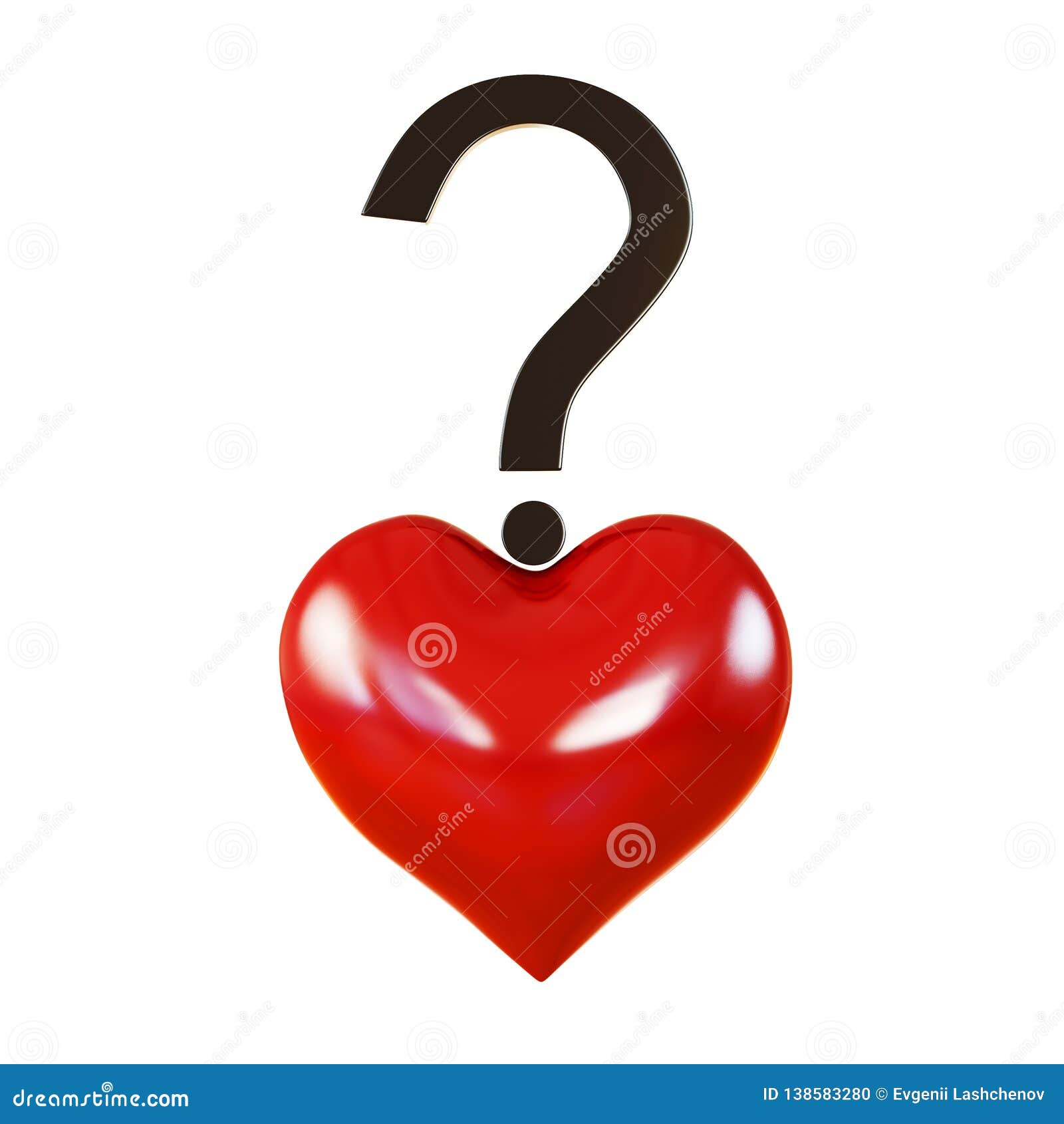 Red Heart with Question Mark Stock Illustration - Illustration of love ...
