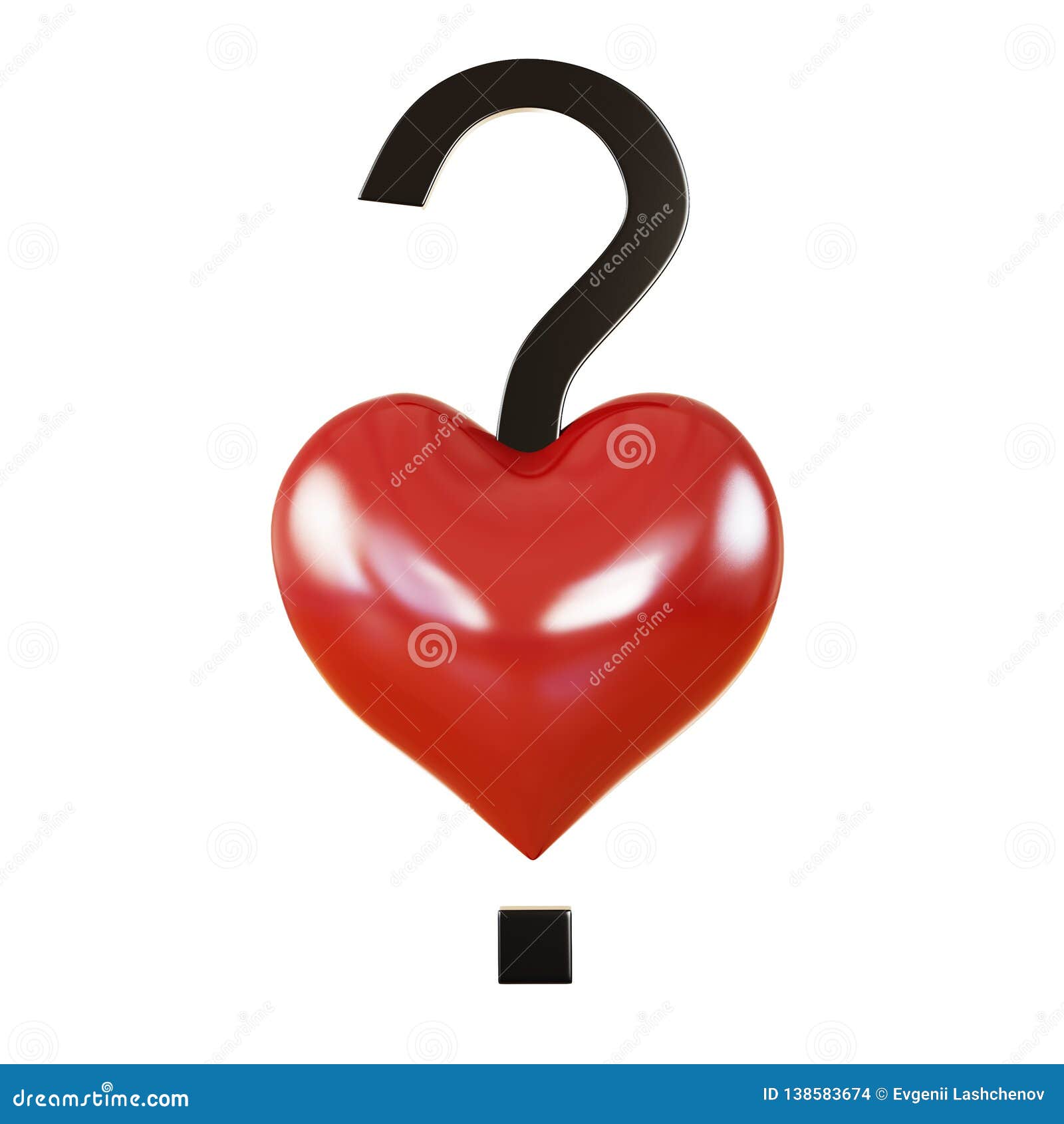 Red Heart with Question Mark Stock Illustration - Illustration of ...