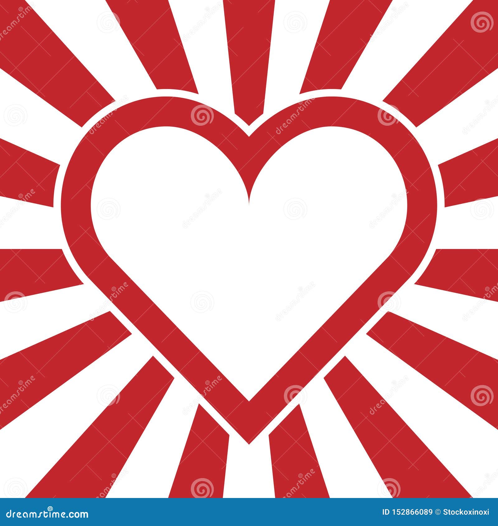 Red heart with radial rays stock vector. Illustration of decoration ...