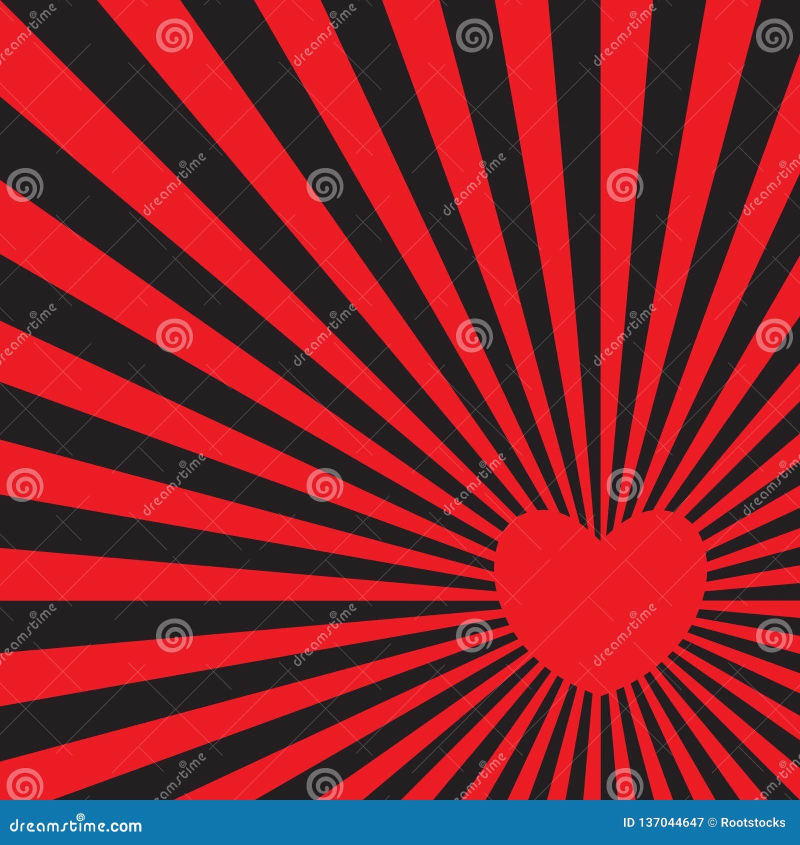 Red Heart Radiating Red Rays Stock Illustration - Illustration of ...