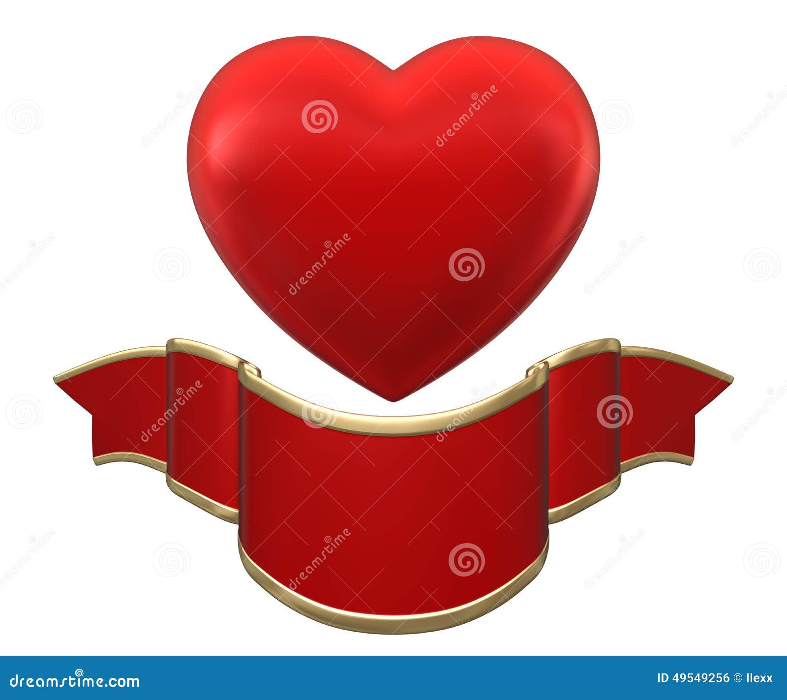 Red heart with ribbon stock illustration. Illustration of isolated ...
