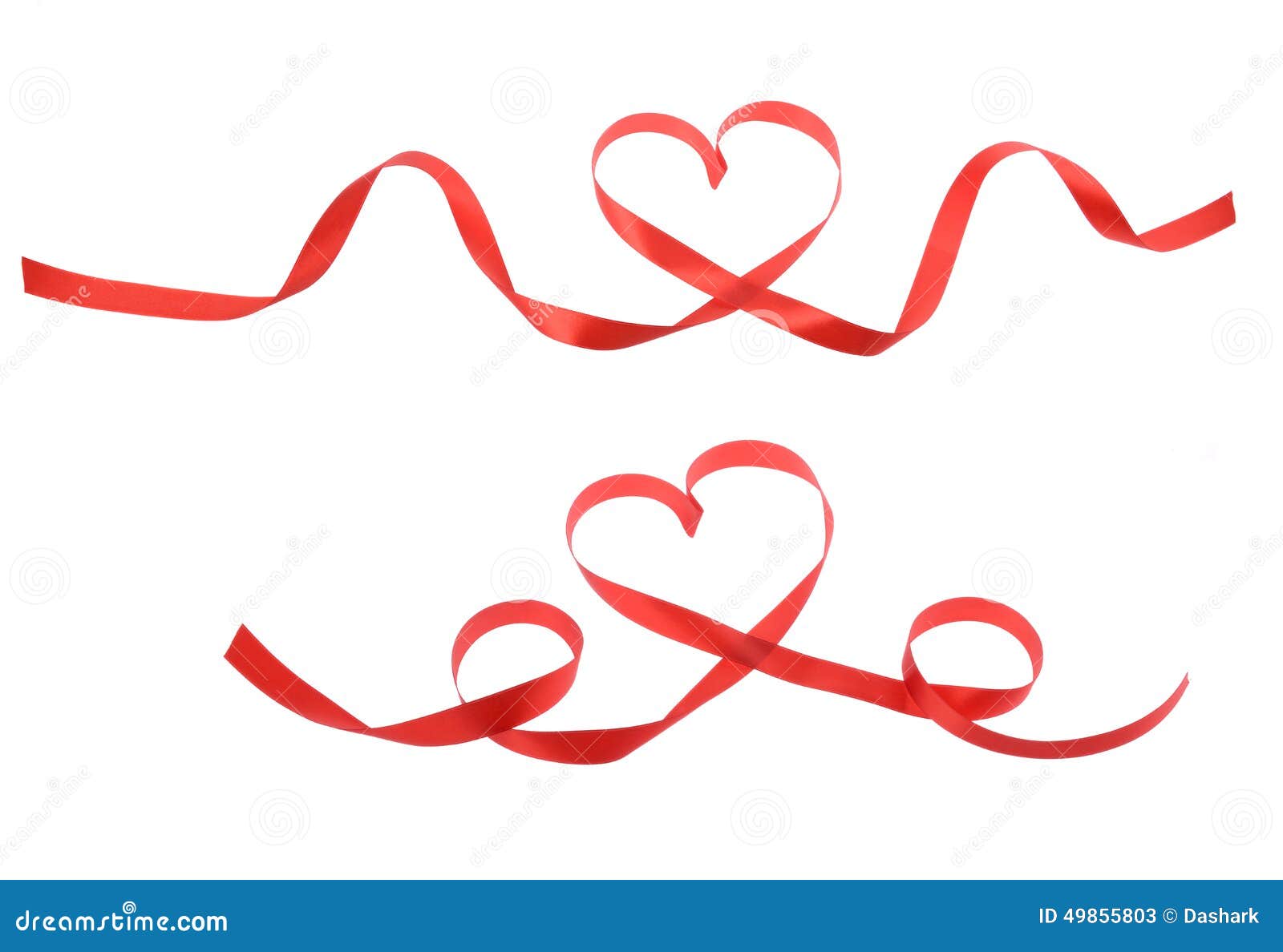 Red Heart Ribbon Isolated on White Stock Image - Image of ribbon, curl ...