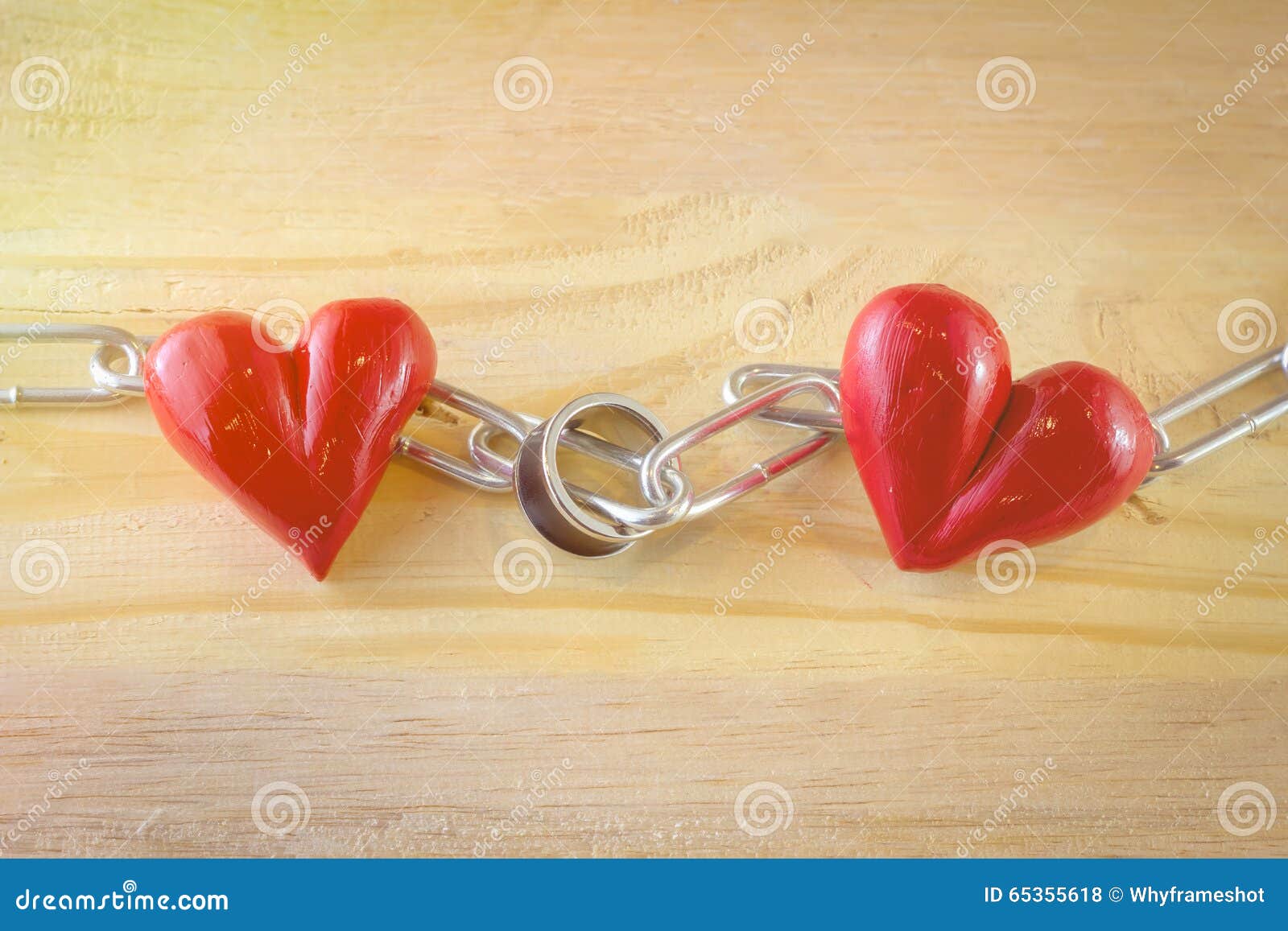 Red Heart and Ring with Chain Stock Photo - Image of element, lonely ...
