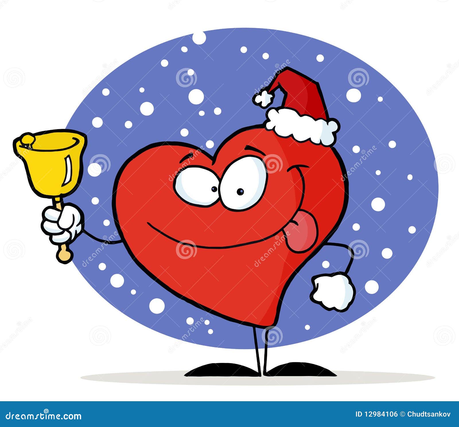 Red Heart Ringing and Wearing a Santa Hat Stock Vector - Illustration ...