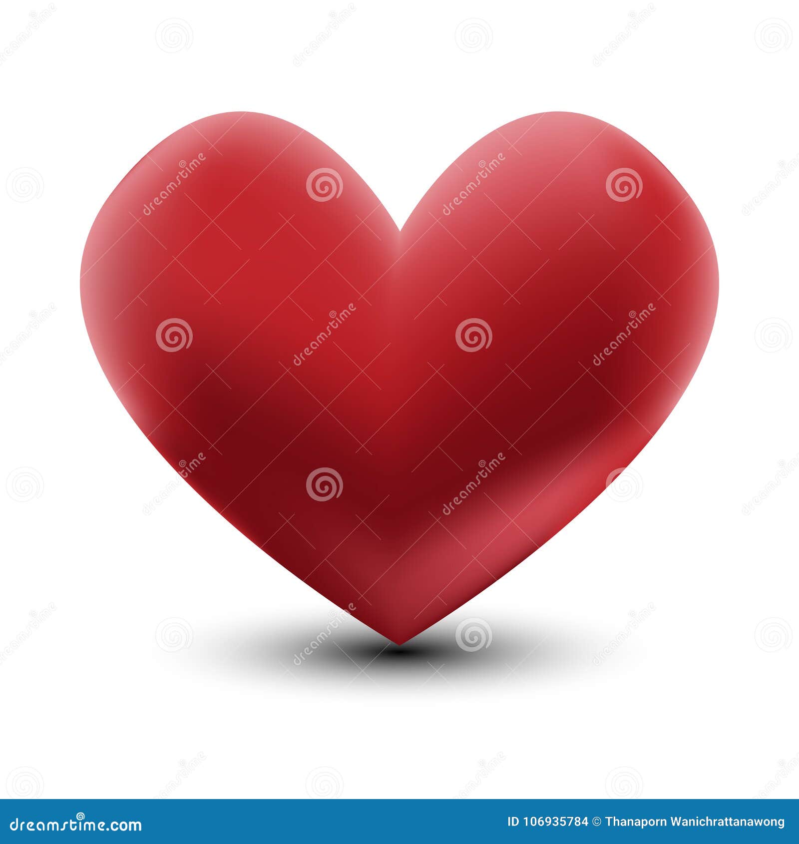 Red heart with shadow stock vector. Illustration of vector - 106935784