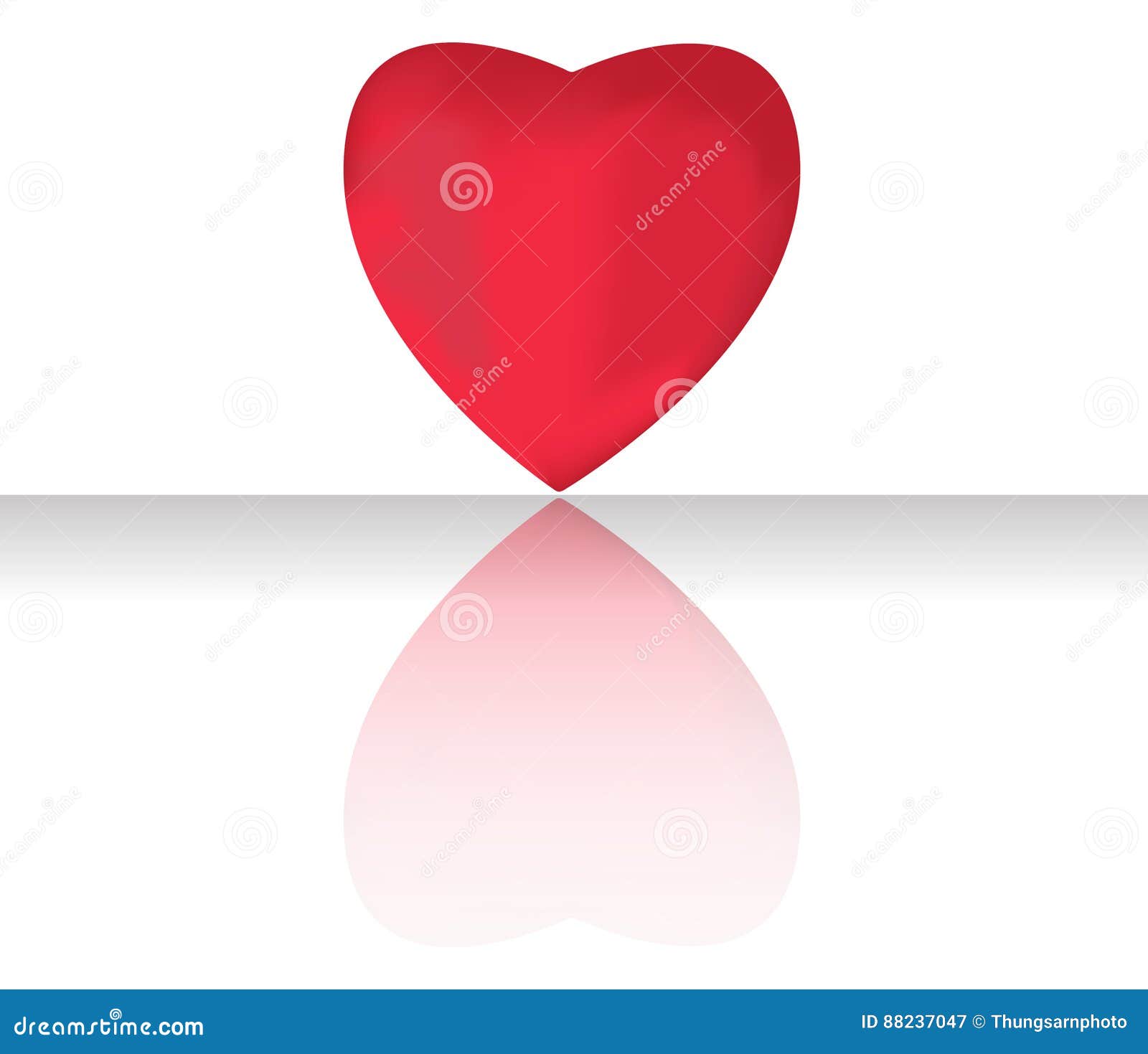 Red Heart and Shadow with Reflection Stock Illustration - Illustration ...